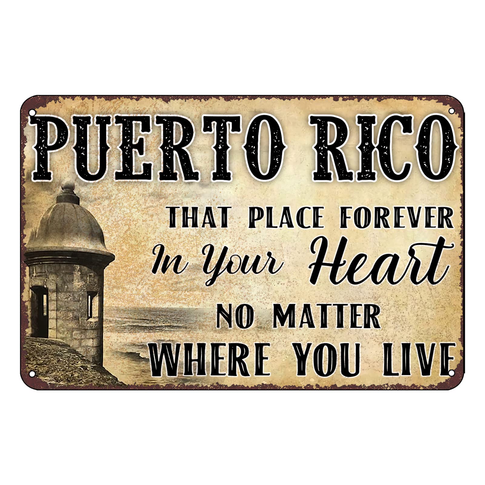 Puerto Rico, That Place Forever in Your Heart, Travel Metal Tin Sign ...
