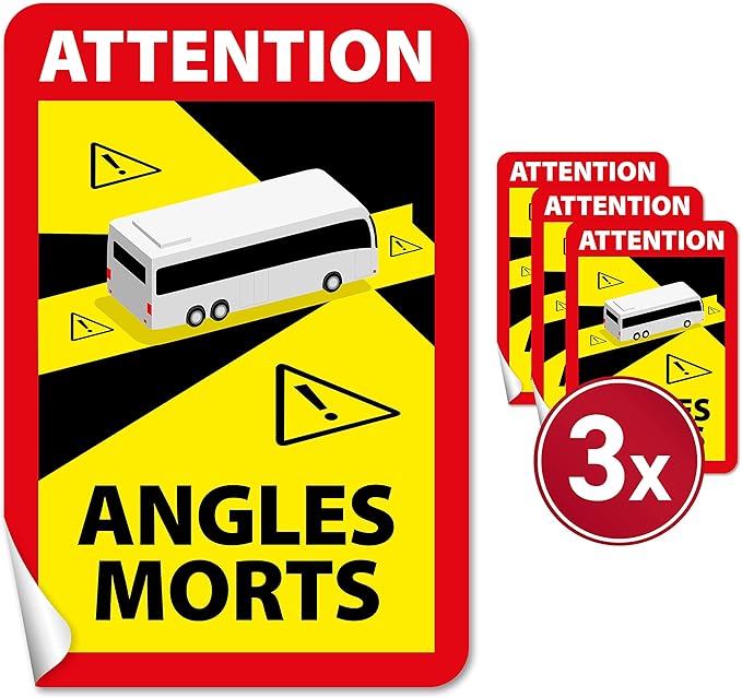 Generisch Dode hoek Attention Angles Morts stickers - 3 stuks, 17 x 25 ...
