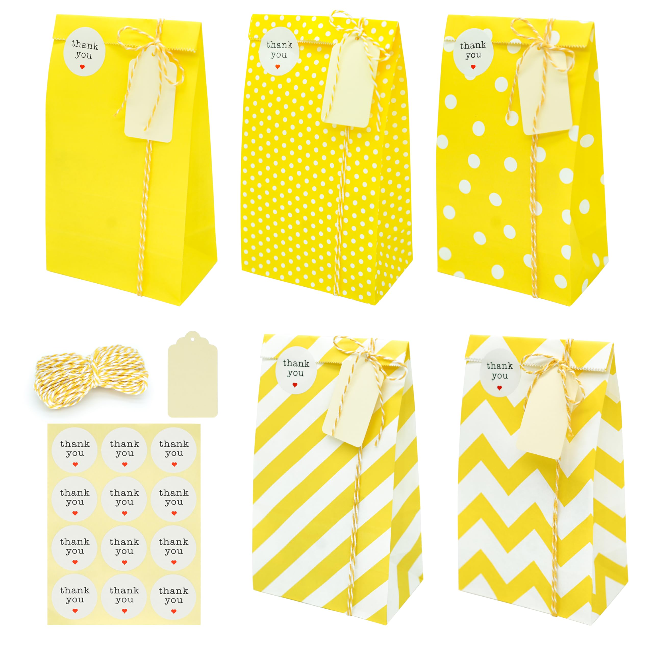 Amazon.com: SMINTINE 30-Pack Yellow Paper Goodie Bags With Thank You ...