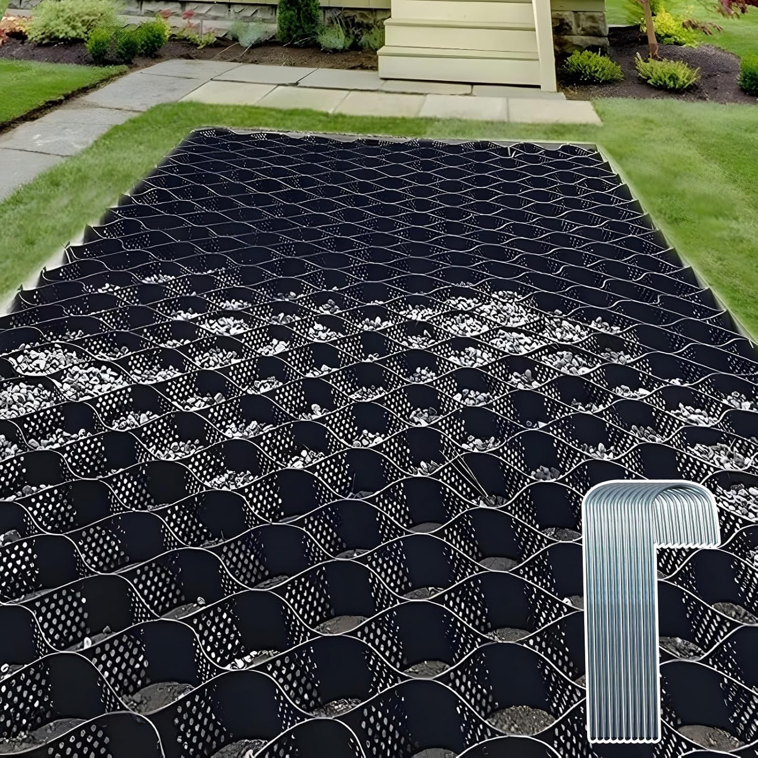 Amazon.com : Depth Gravel Grid 8x9 ft / 96x108 in, Black 4in High Thick ...