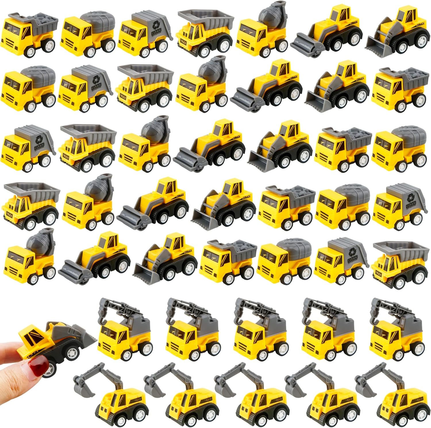 Amazon.com: 45 Pieces Mini Construction Vehicles Bulk Pull Back Engineering Vehicles Small Toys ...