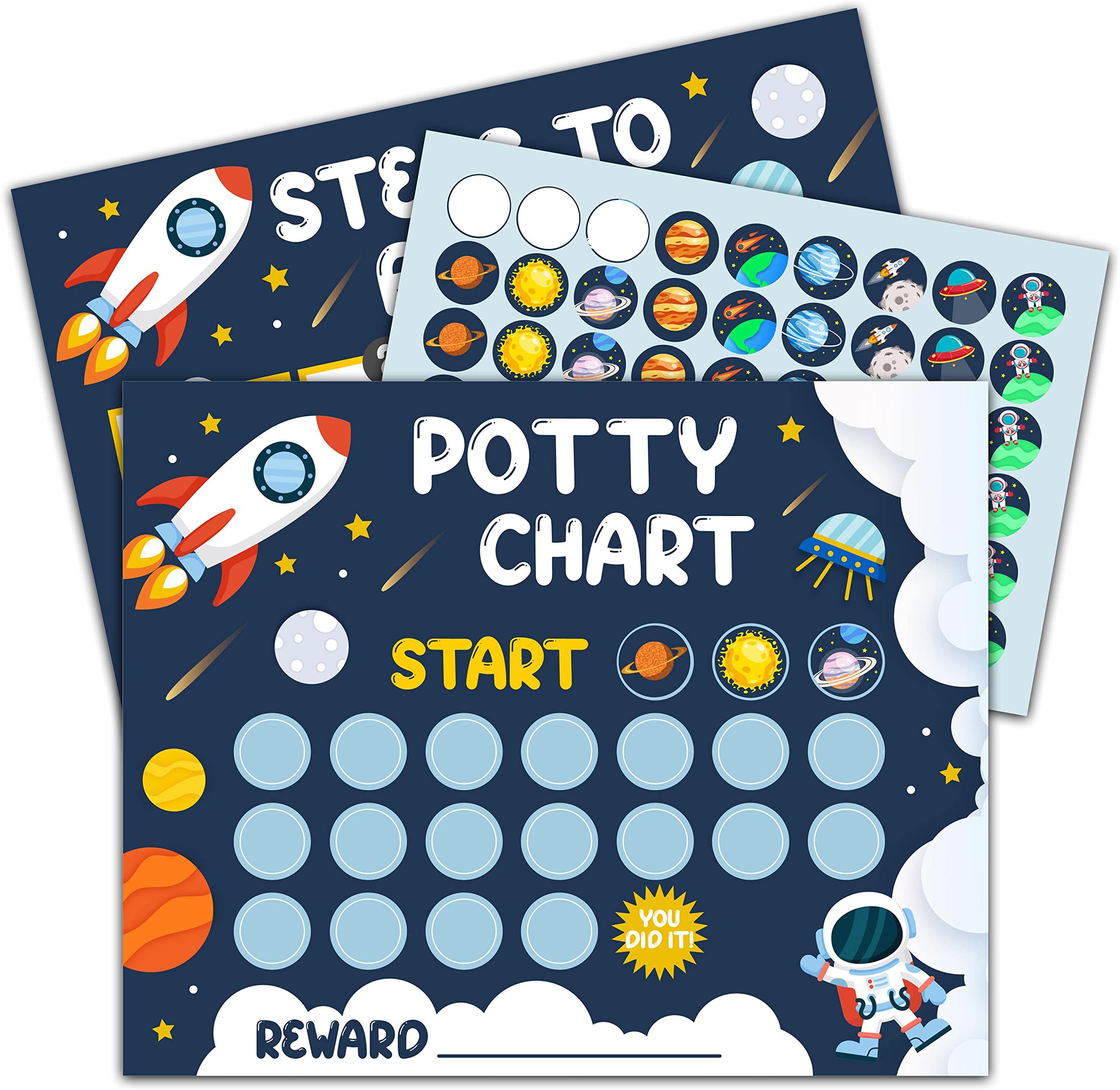 Amazon.com: Outer Space Potty Training Reward Chart with Stickers ...
