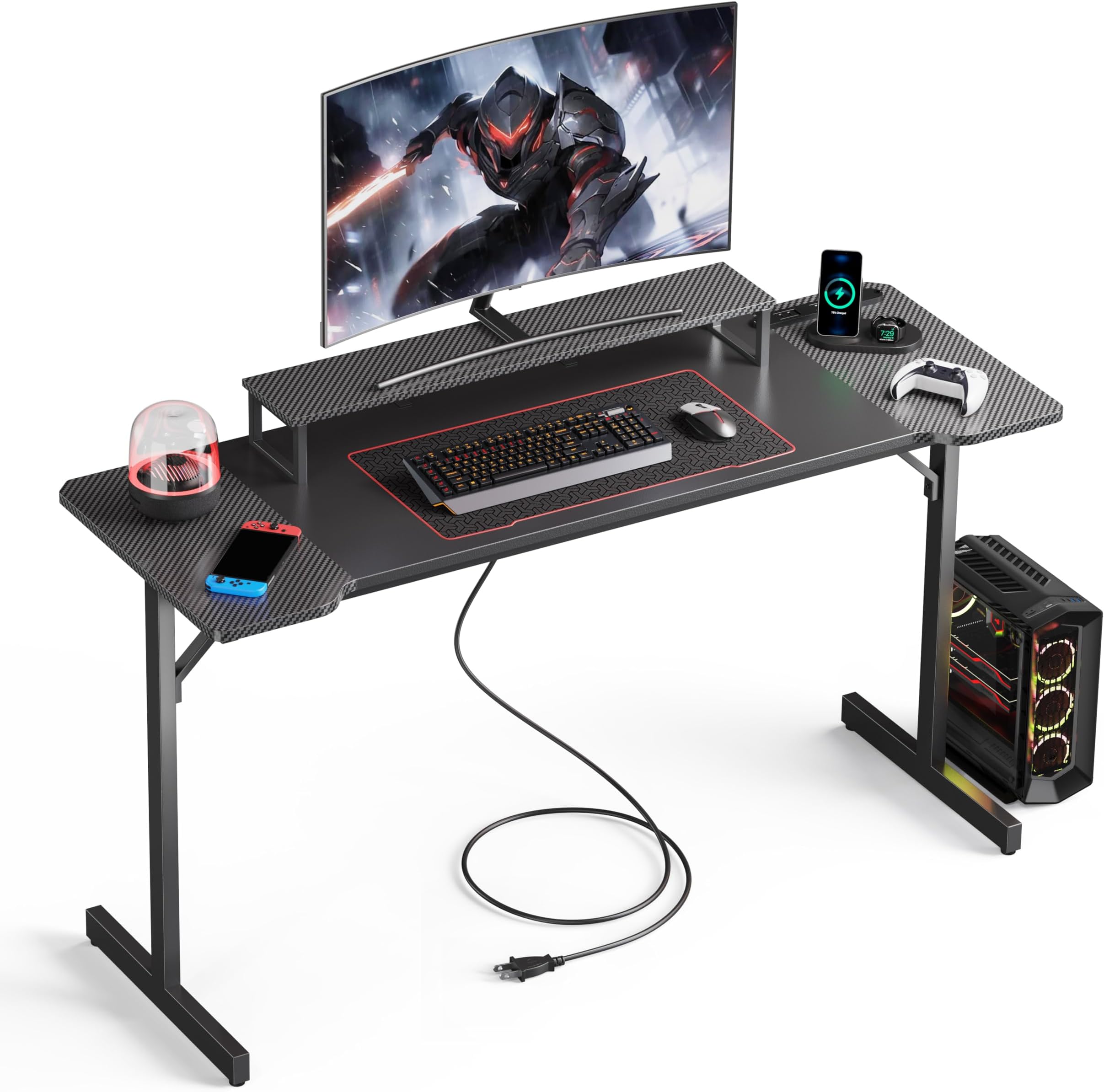 Amazon | WNYOS パソコンデスク pcデスク ゲーミングデスク 組み立て簡単 学習机 勉強机 化粧台 学習机 在宅勤務 リモートワーク用 仕事用 ゲーミングデスク オフィスデスク ...