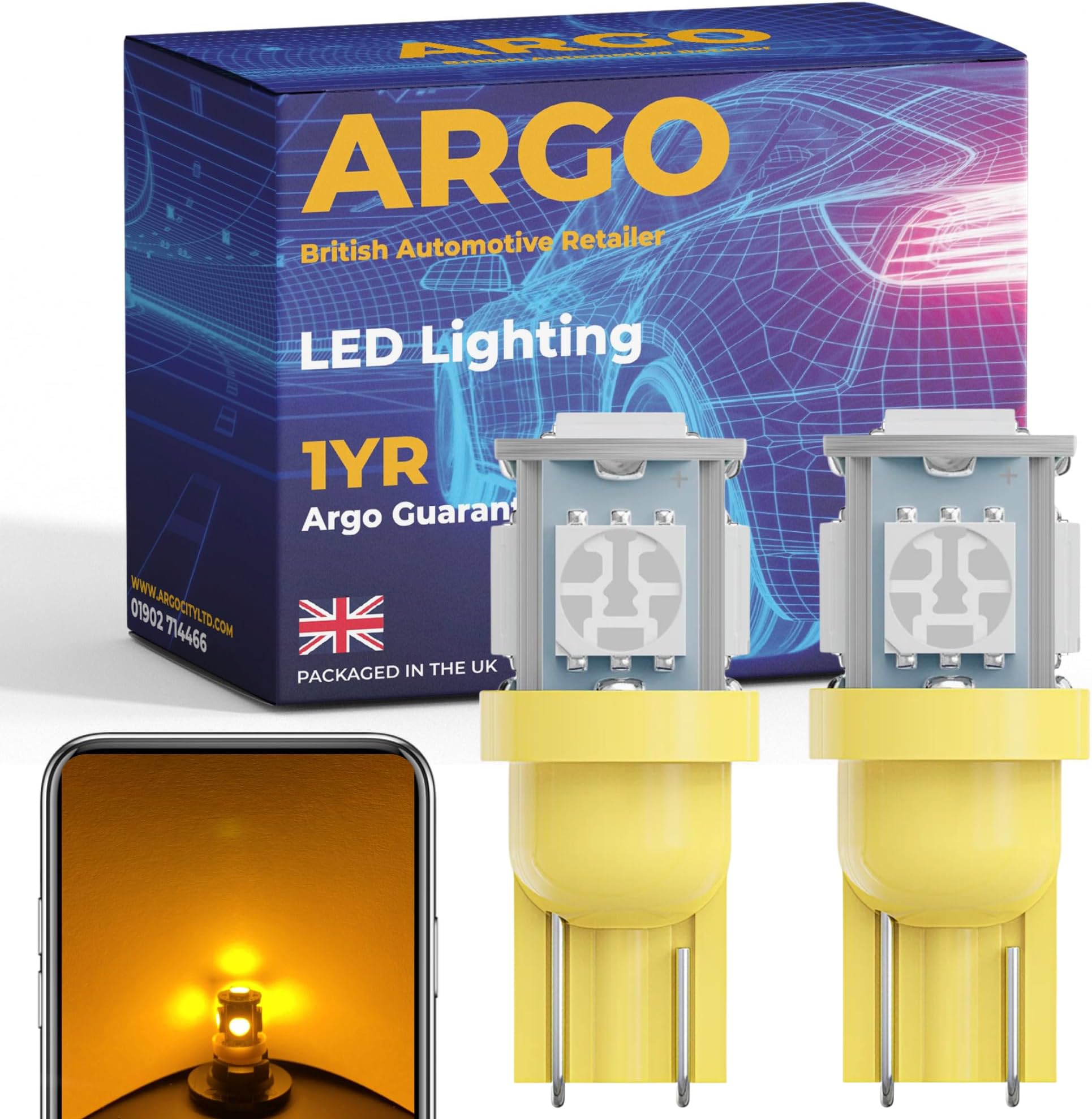 24v 501 Led Bulbs 5 Smd Xenon Amber Side Indicator Bulbs Lorry HGV ...