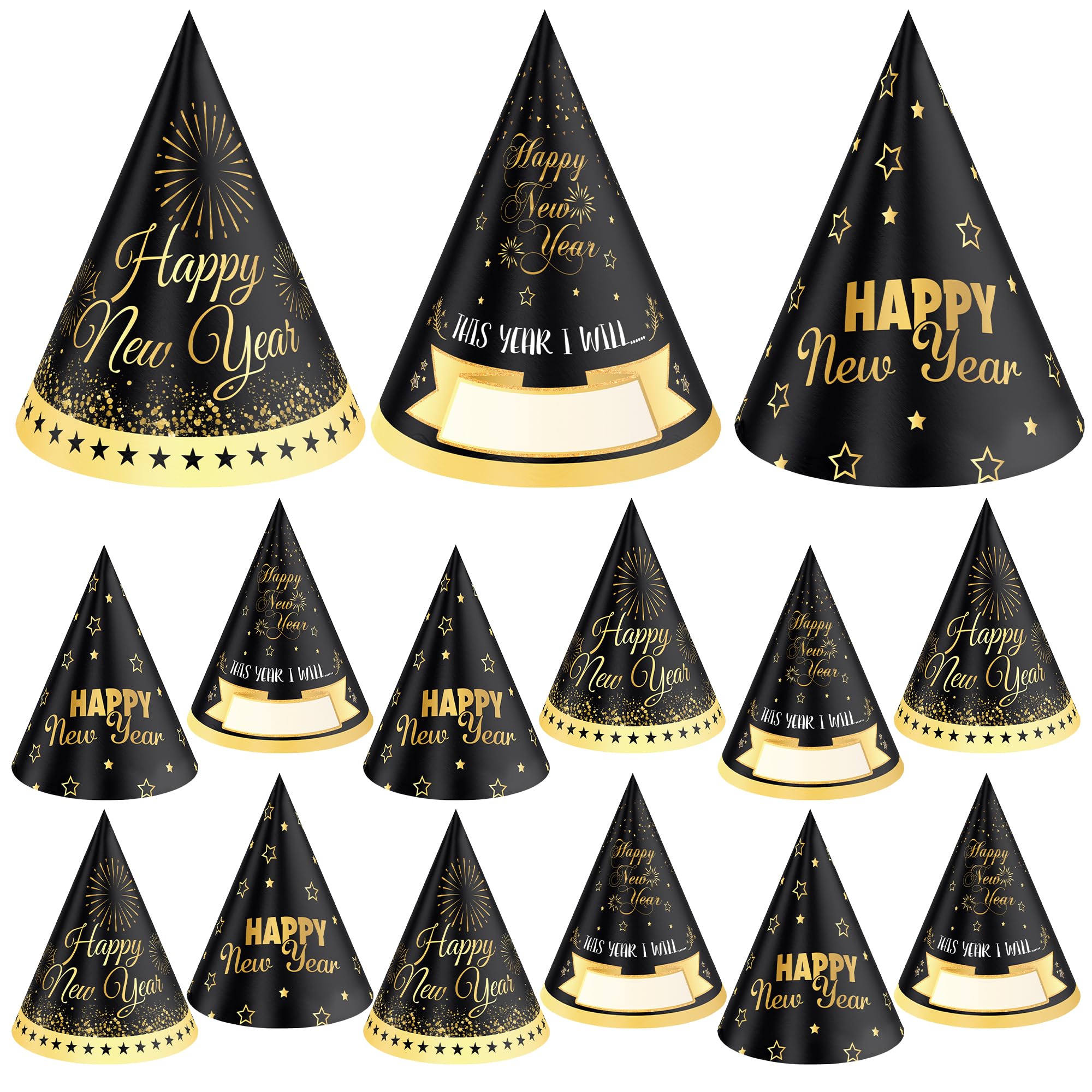 Snapklik.com : Happy New Years Hats 2026 - Pack Of 12, Gold Tassel New ...