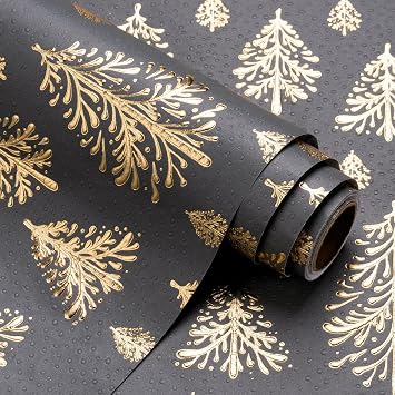 RUSPEPA 3D Kraft Christmas Wrapping Paper Roll - Mini Roll - 43.2cm x ...