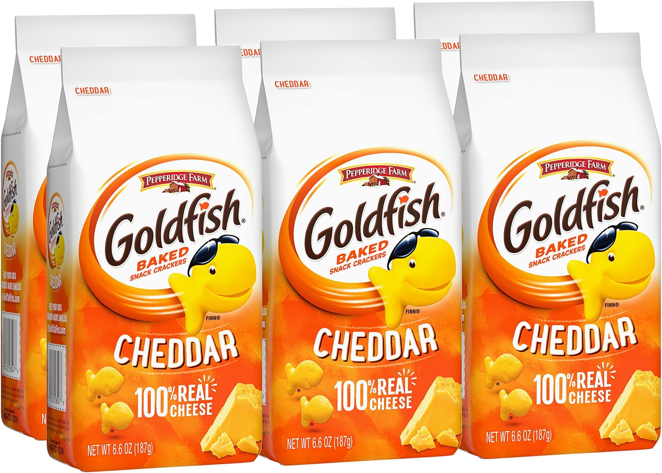 Amazon.com : Goldfish Cheddar Crackers, Snack Crackers, 6.6 oz. bag, 6 ...