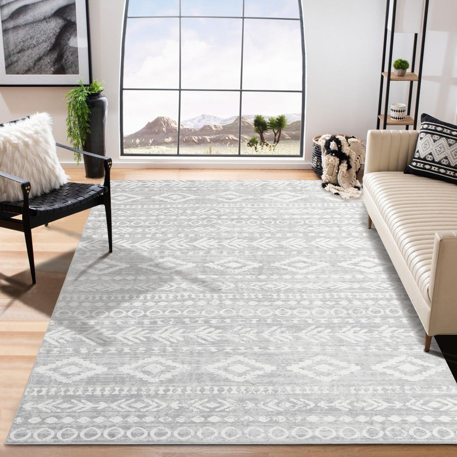 Lahome Boho Moroccan 6x9 Area Rugs, Ultra-Thin Washable Living Room Rug ...