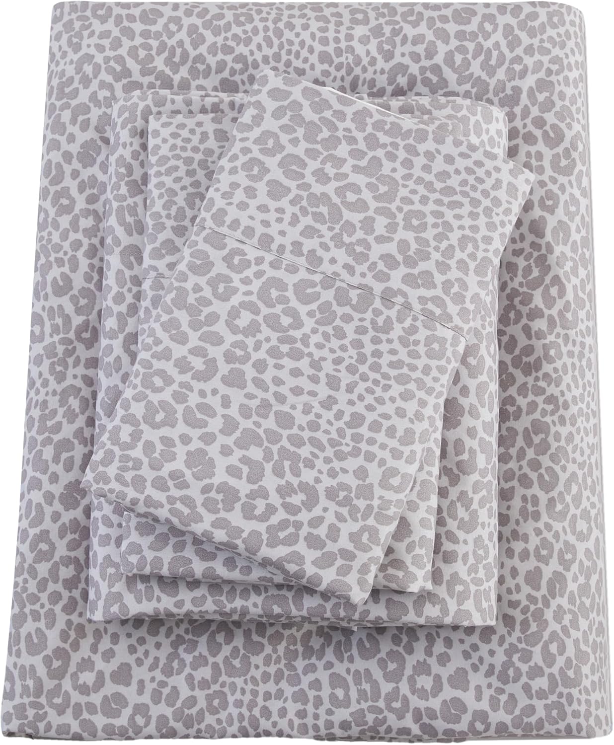 Amazon.com: Bedmoon Queen Leopard Sheets, Light Gray Cheetah Pattern ...