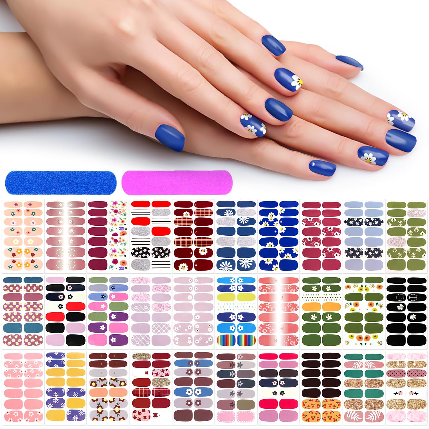 Amazon.com: DANNEASY 30 Sheets Nail Polish Stickers Full Nail Wraps ...