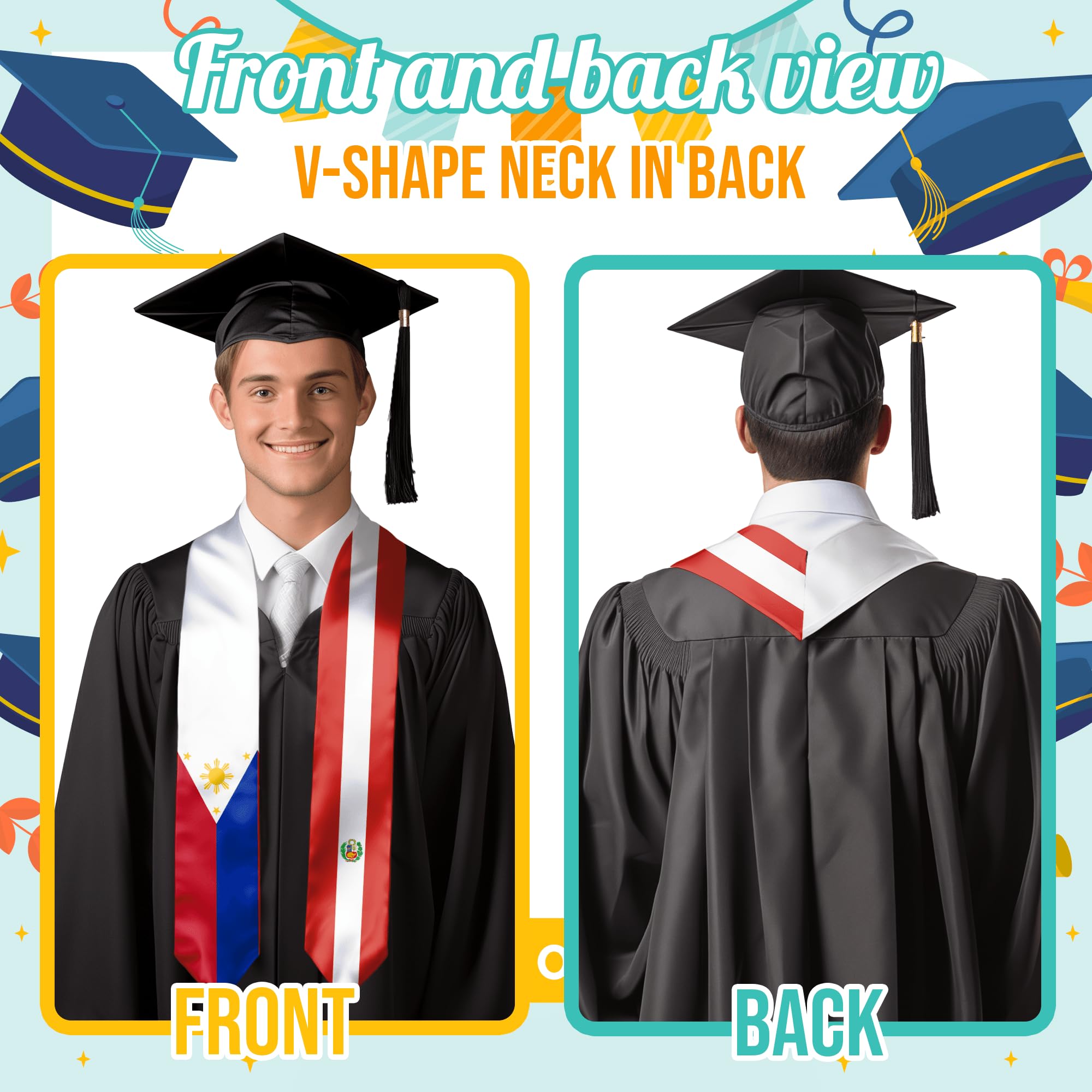 Snapklik.com : Philippines Peru Mixed Flag Graduation Stole For ...