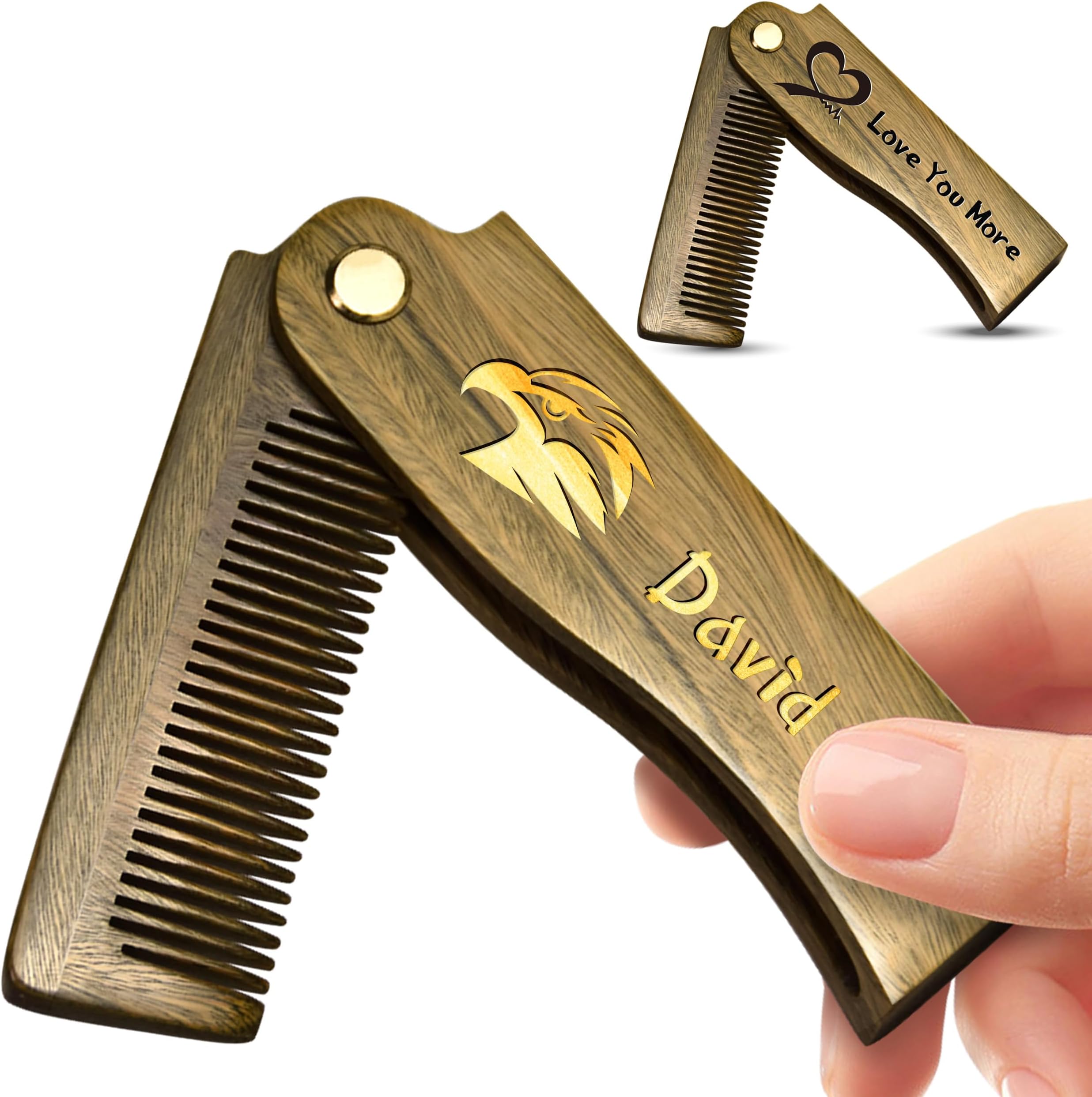 Amazon.com : Personalized Wooden Beard Comb for Men, Custom Folding ...