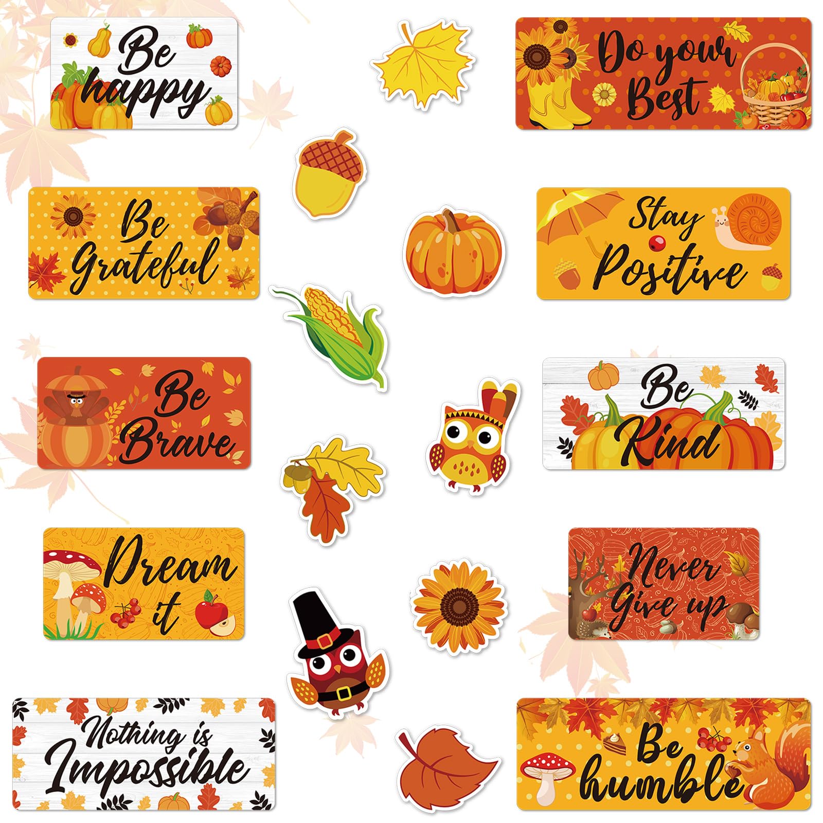 Amazon.com: Whaline 37Pcs Fall Thanksgiving Motivational Bulletin Board ...