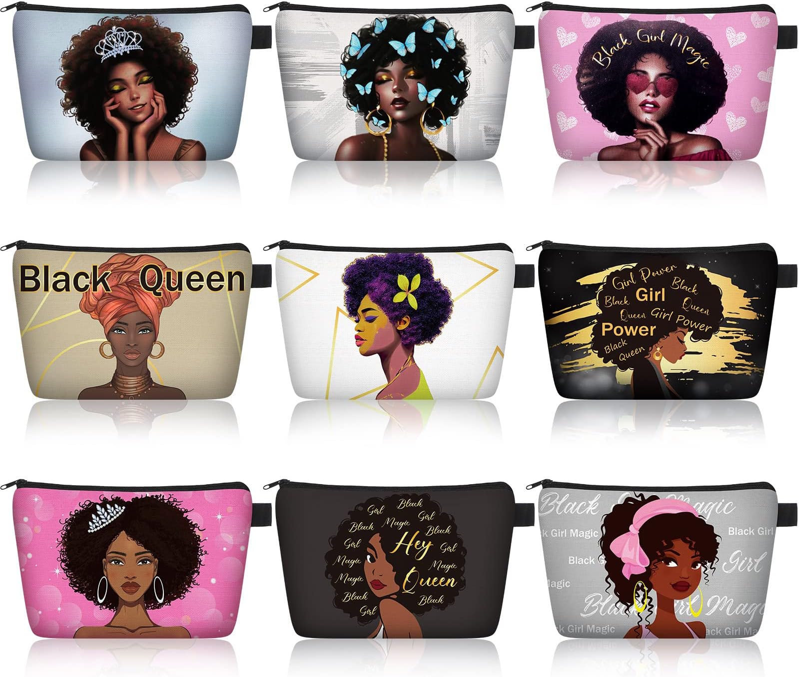 Amazon.com : Hillban 4 Pcs African American Makeup Bags with 4 Pcs ...