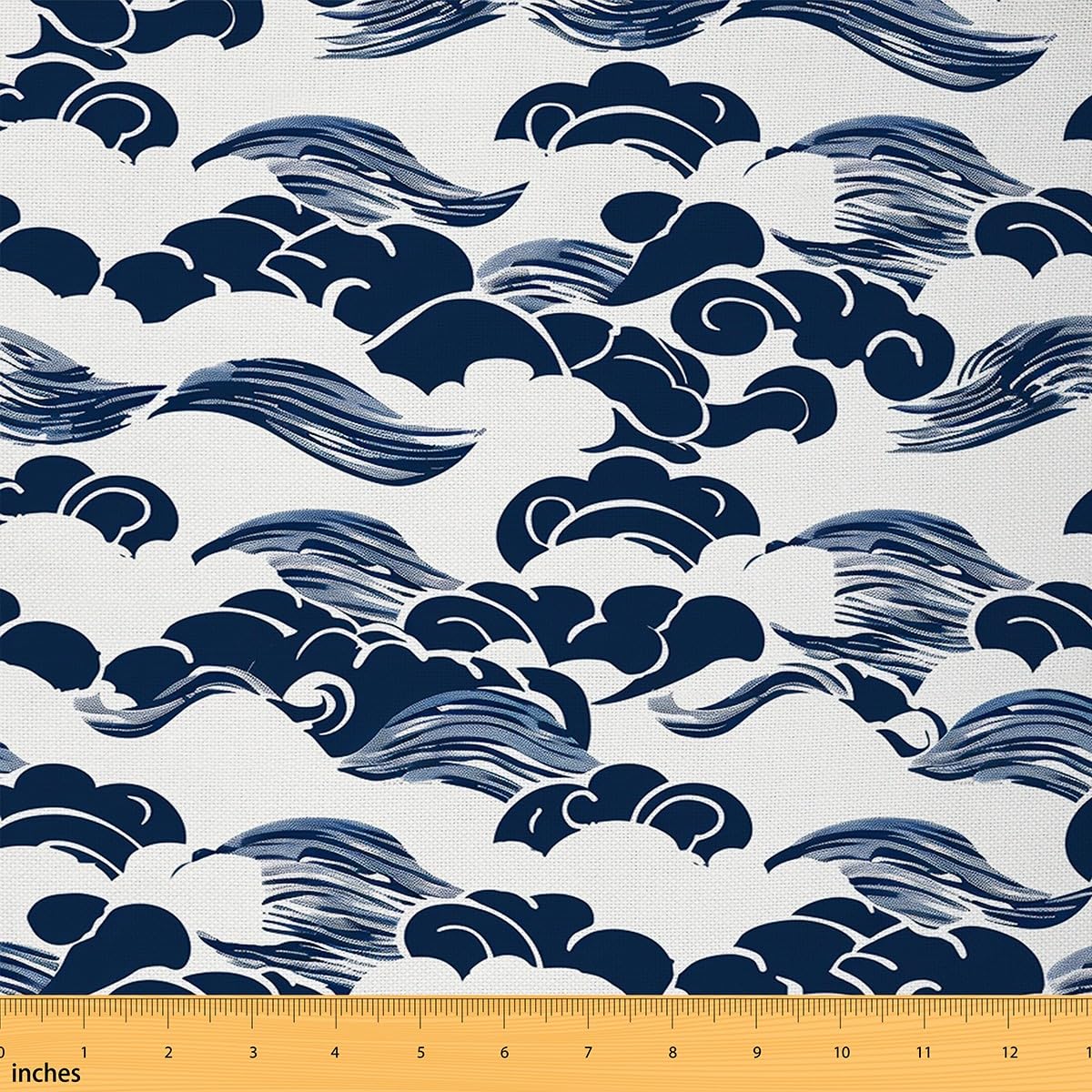 Snapklik.com : Ocean Wave Fabric By The Yard, Japanese Marine Wave ...