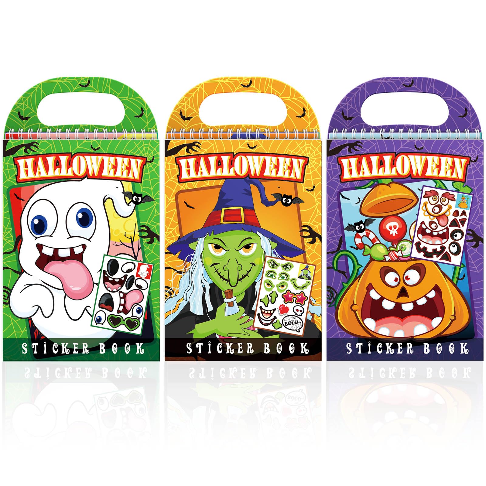 Amazon.com: Halloween Make-a-Face Sticker Books 3-Pack,Halloween Toys ...
