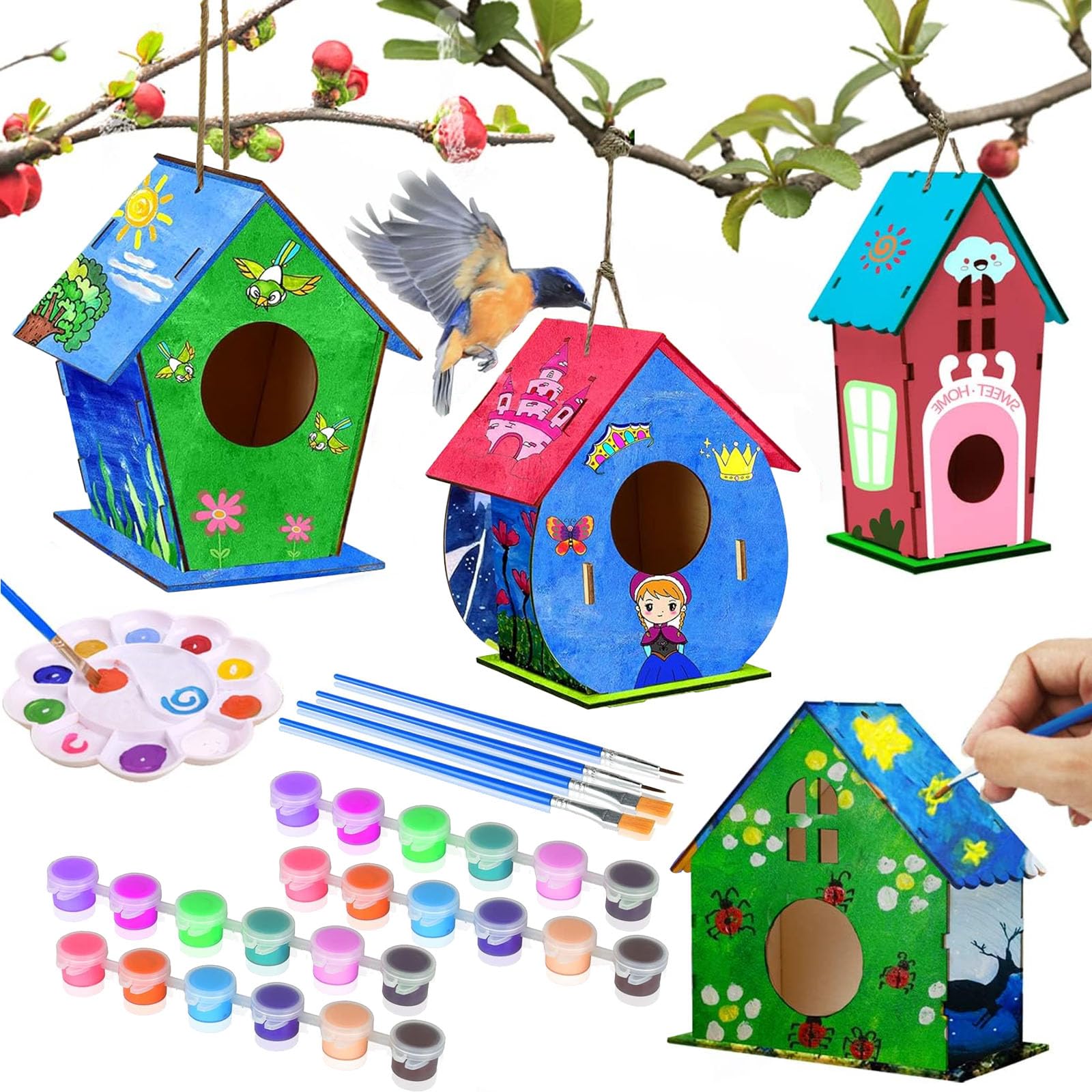 AEIMIAIDE 4 Pack DIY Bird House Kit for Kids, Arts and Crafts for Kids ...