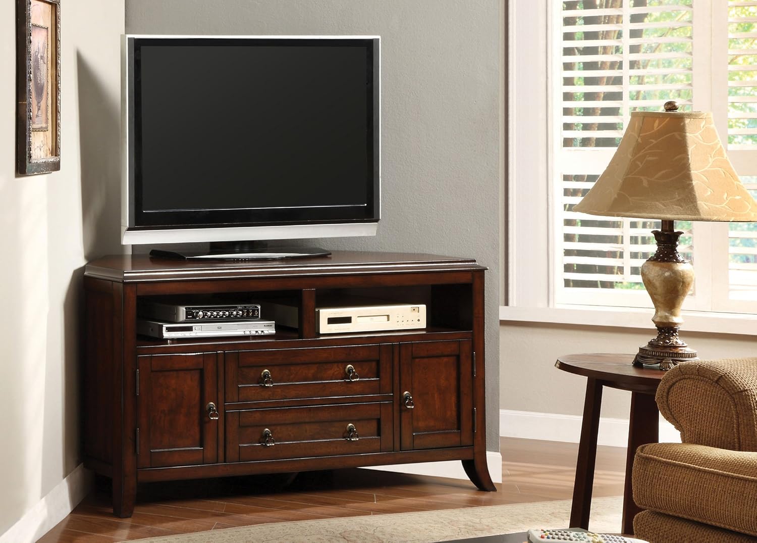Amazon.com: Furniture of America Sebring Corner Media Console, 56-Inch ...