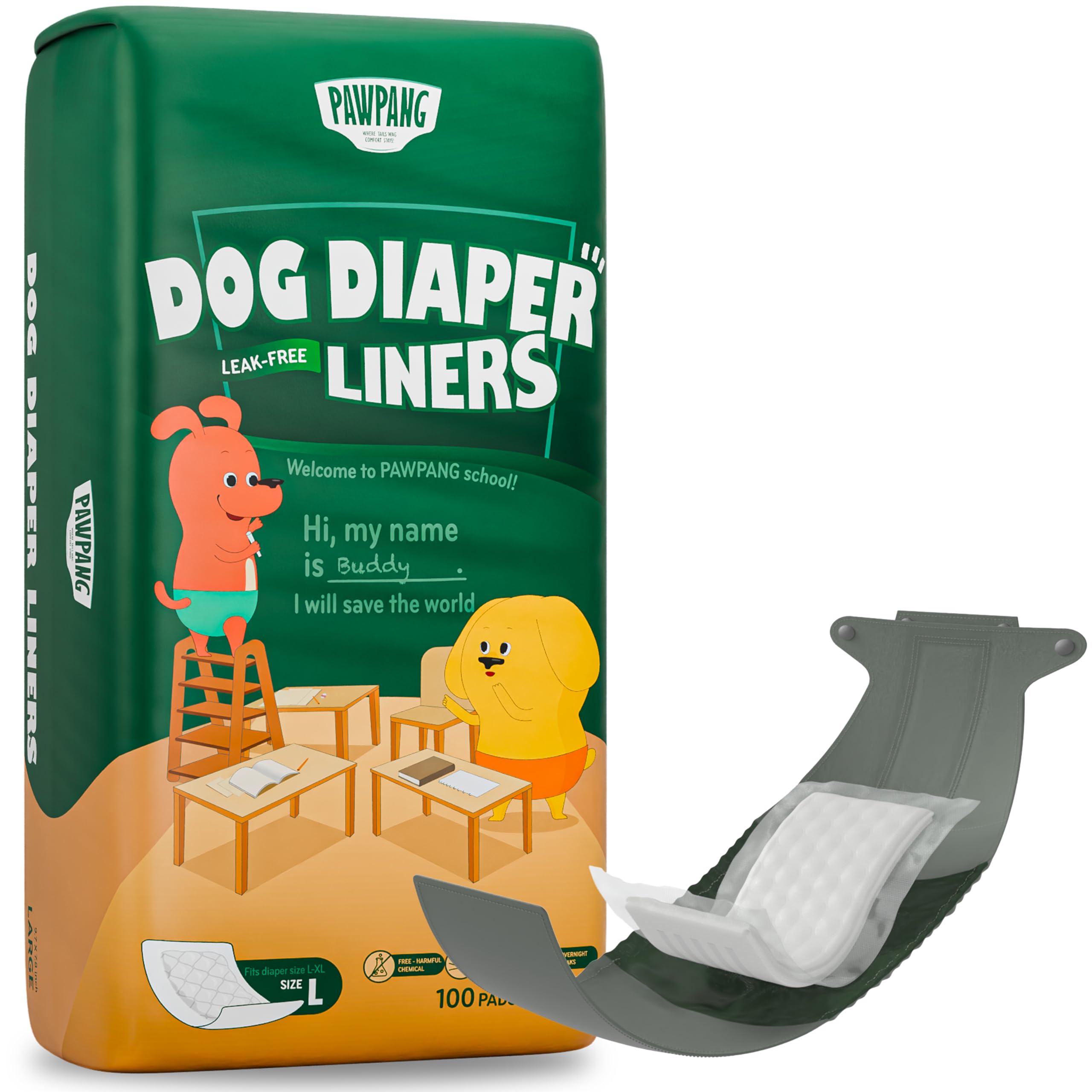 Amazon.com : PAWPANG Disposable Dog Diaper Liners Booster Pads for Male ...