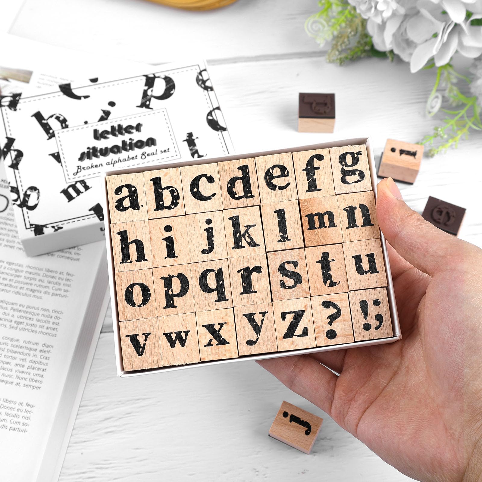 Amazon.com: Dizdkizd 28-Piece Letter Stamps, Cute Alphabet Rubber Stamp ...
