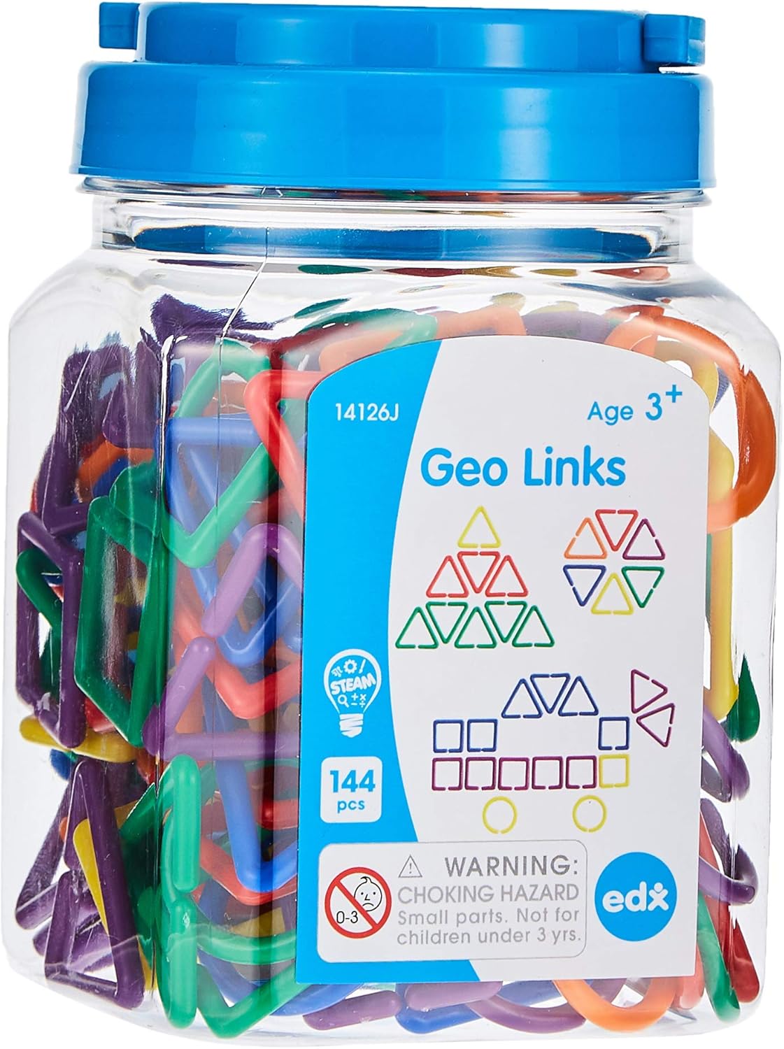 edxeducation Geo Links | Mini Jar | Set of 144 | Linking Shapes | 6 ...