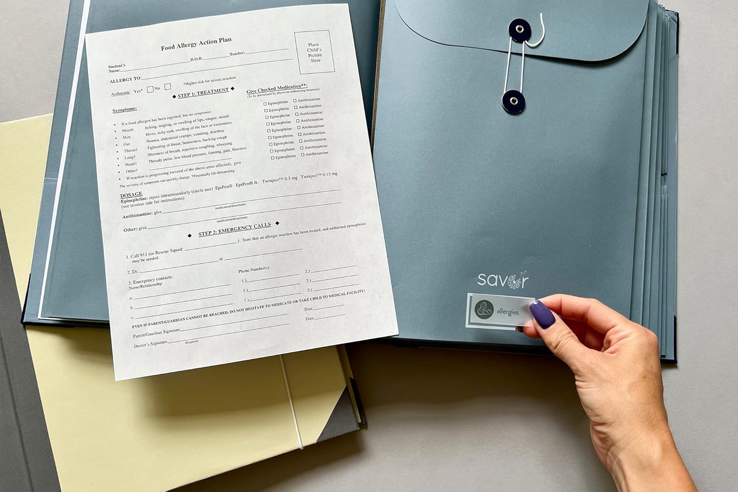 Savor Carpeta de emergencia familiar Carpeta de archivos expandible con ...