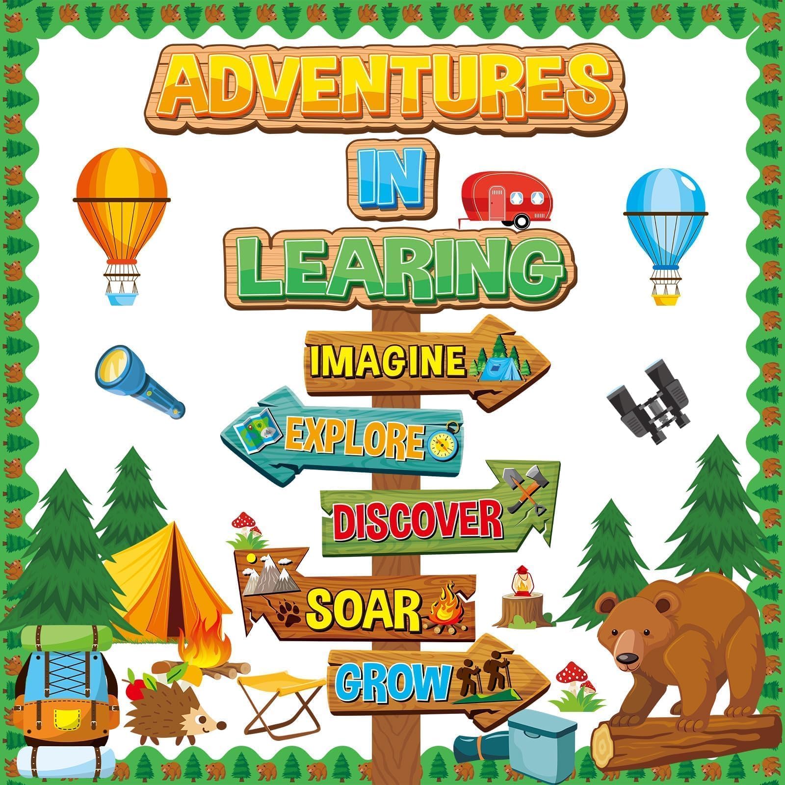 Amazon.com: Camping Bulletin Board Classroom Decorations Set Back to ...