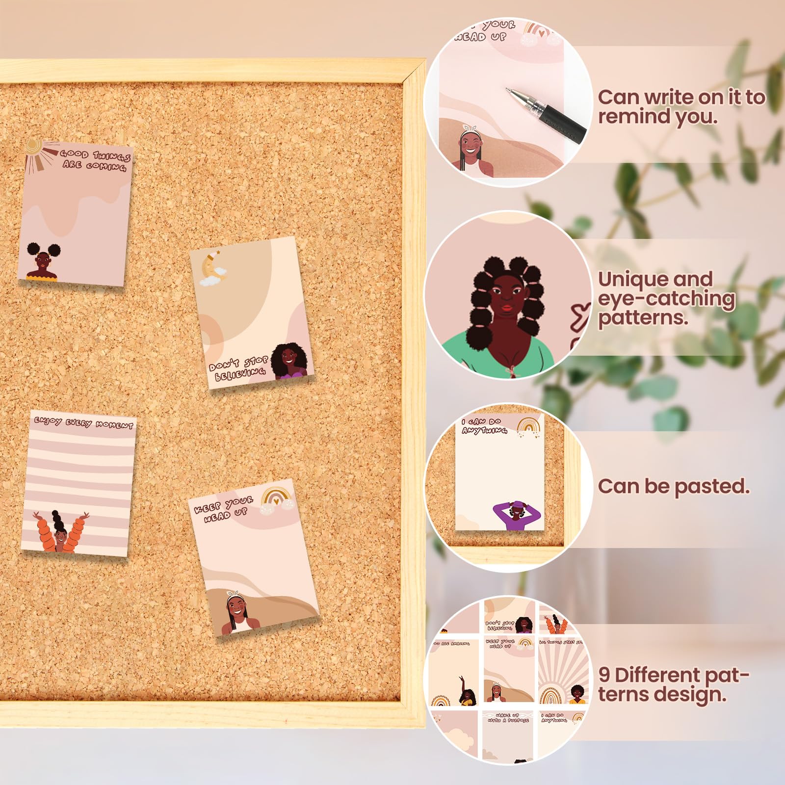 Snapklik.com : 450 Sheets Black Girl Sticky Notes - Motivational ...