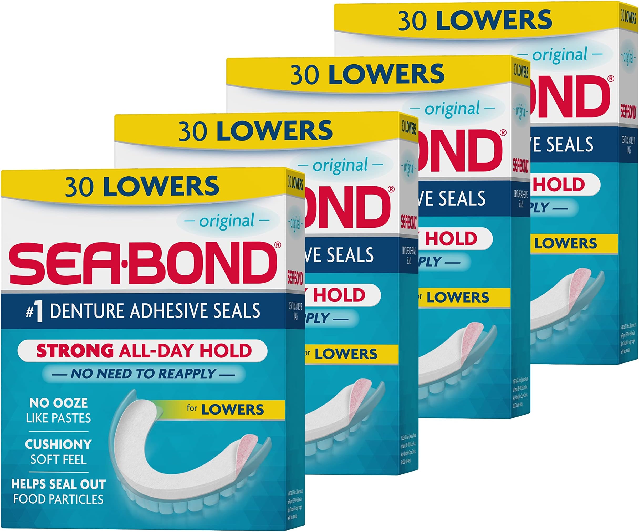 Amazon.com : Sea Bond Secure Denture Adhesive Seals, Original Lowers ...