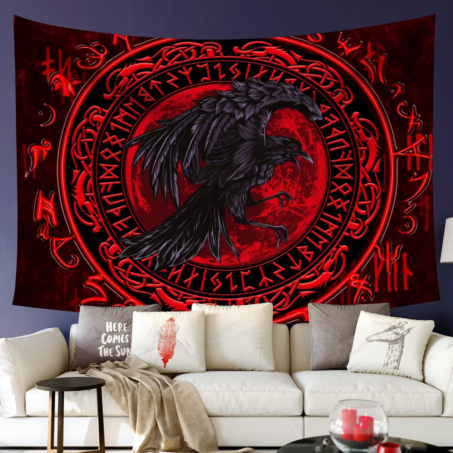 Amazon.com: Color Duty Crow Tapestry Wall Hanging 80x60 In Raven Viking ...
