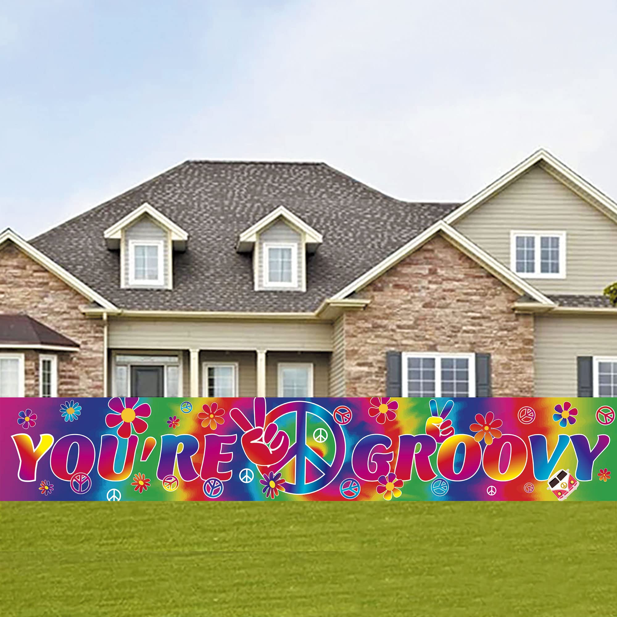 Amazon.com: LOONELO Groovy Long Banner with 118X19.7 inch,60's Carnival ...