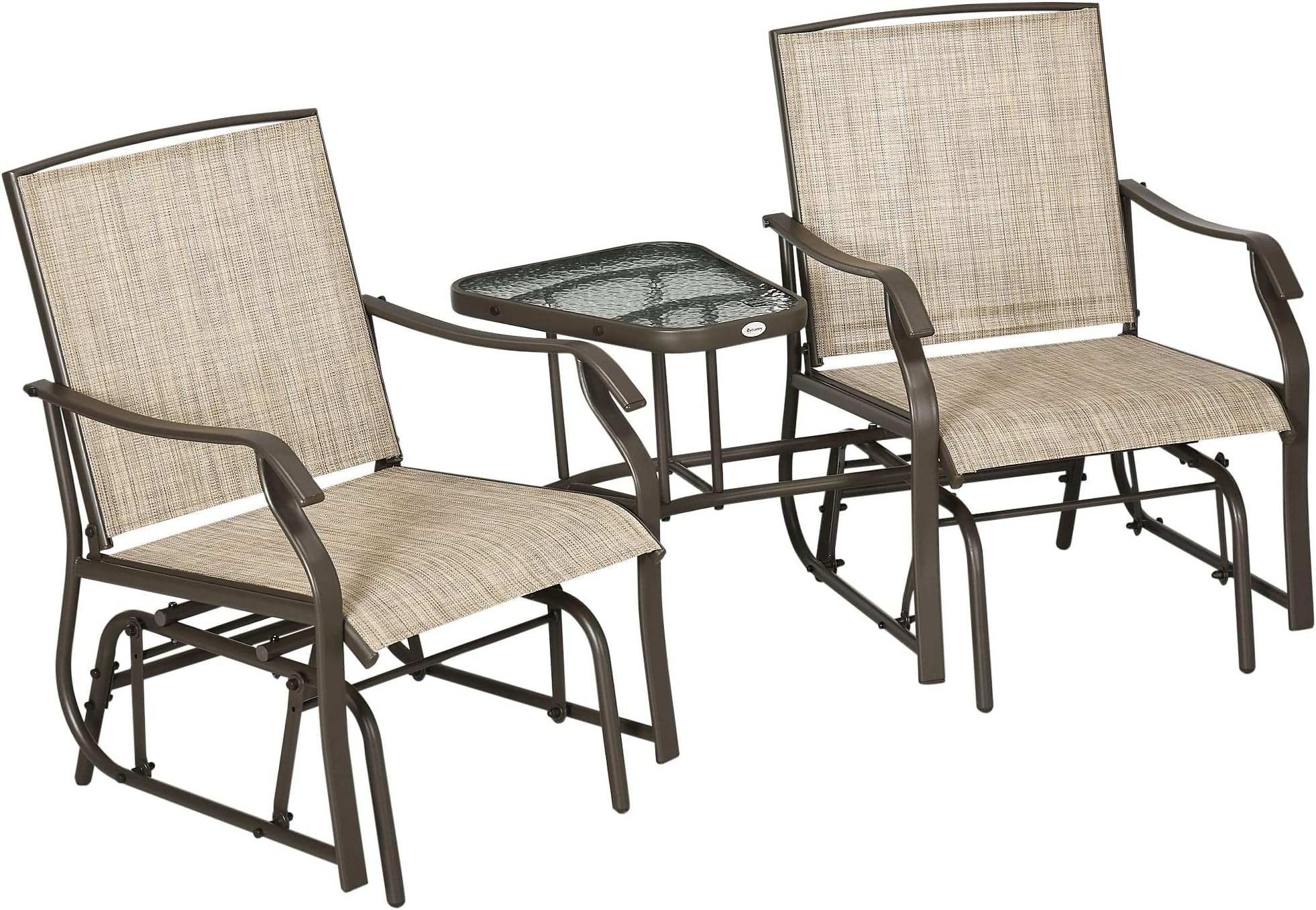 Amazon.com: Yaheetech Outdoor Glider Chairs with Glass Table Rocking ...