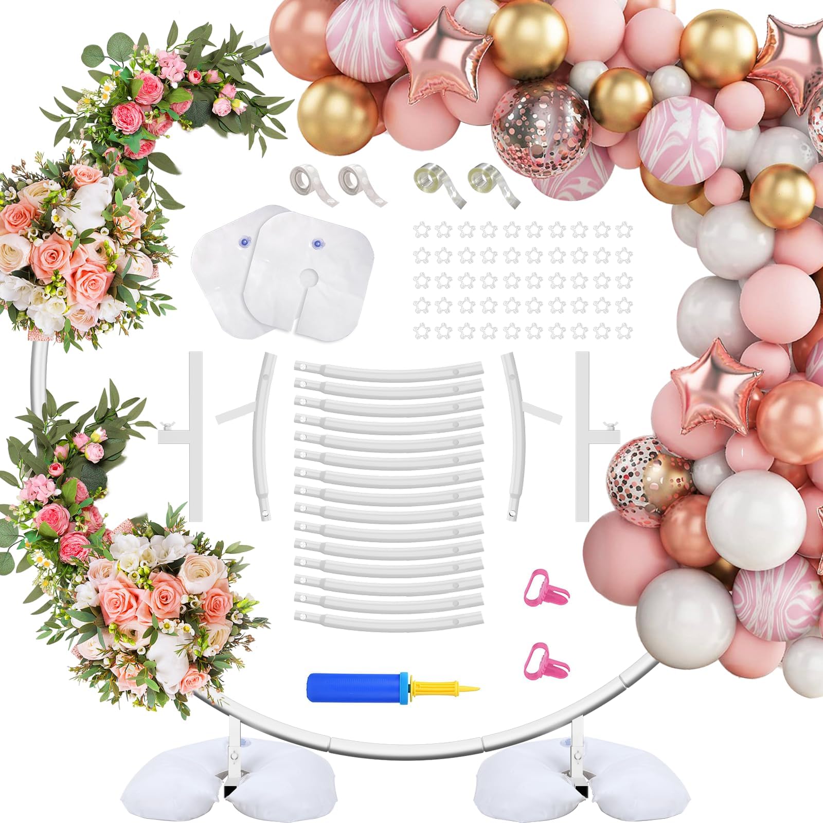 Amazon.com : Fandature 7.4FT Round Wedding Arch with Extended Base for ...