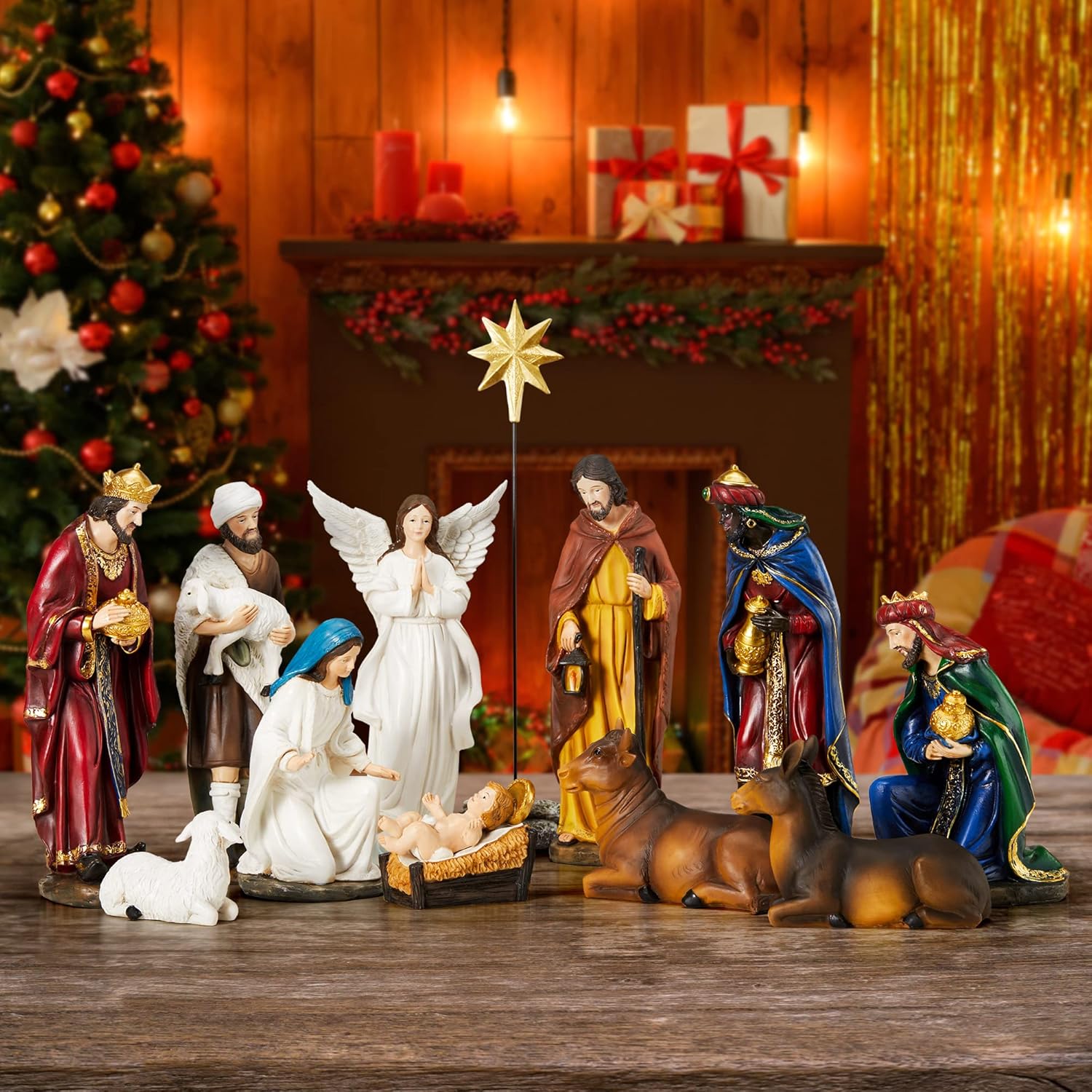 Buy BESBLEE Nativity Sets for Christmas Indoor Set of 13 Pieces 7.9 ...