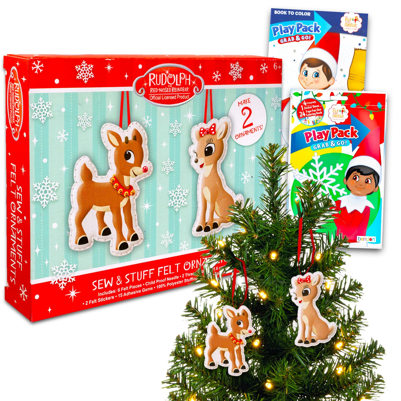 Amazon.com: Rudolph The Red Nose Reindeer Ornament Set - Bundle with 2 ...