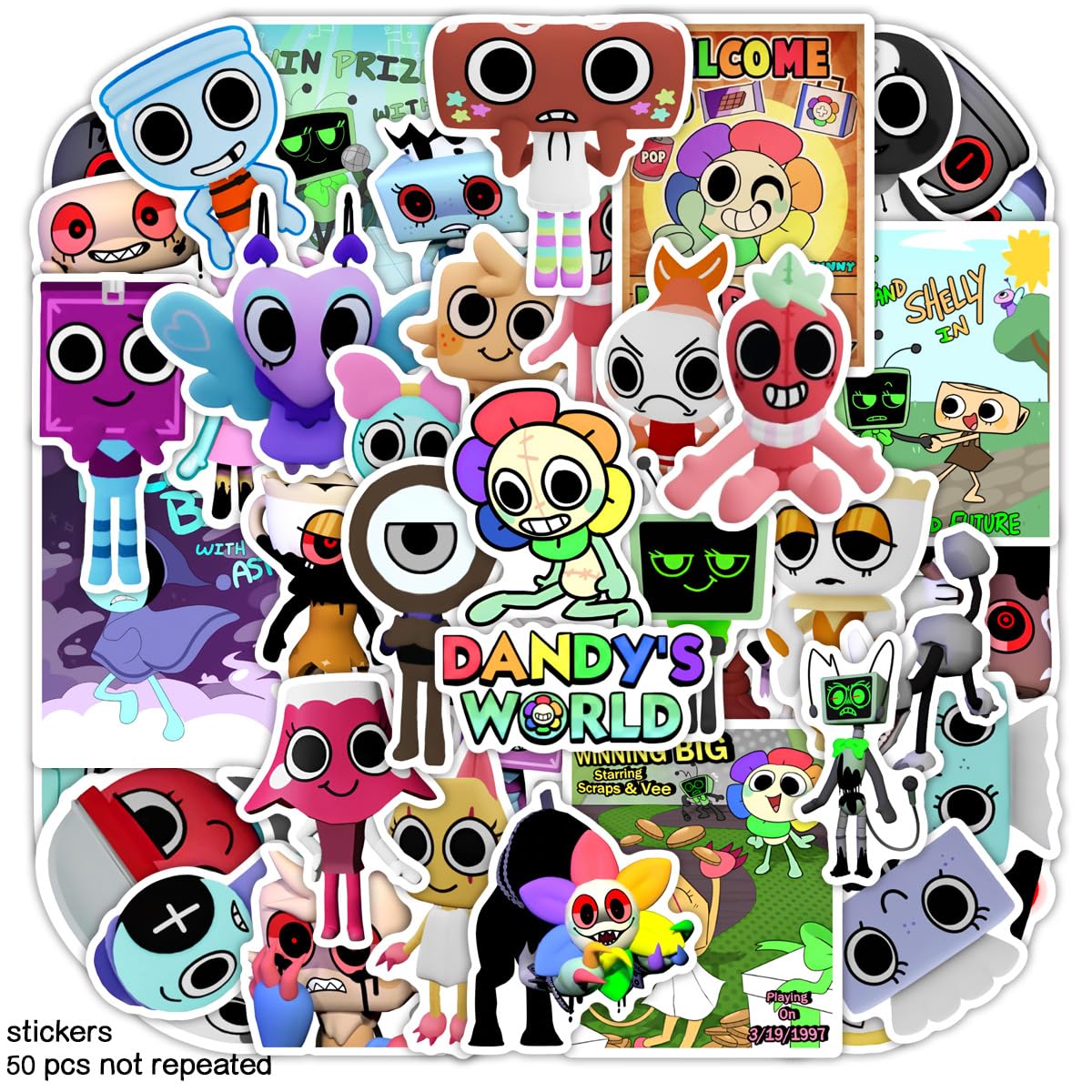 Skeleton Stickers Labubu Stickers 50Pcs Dandy's World Stickers, Cute ...