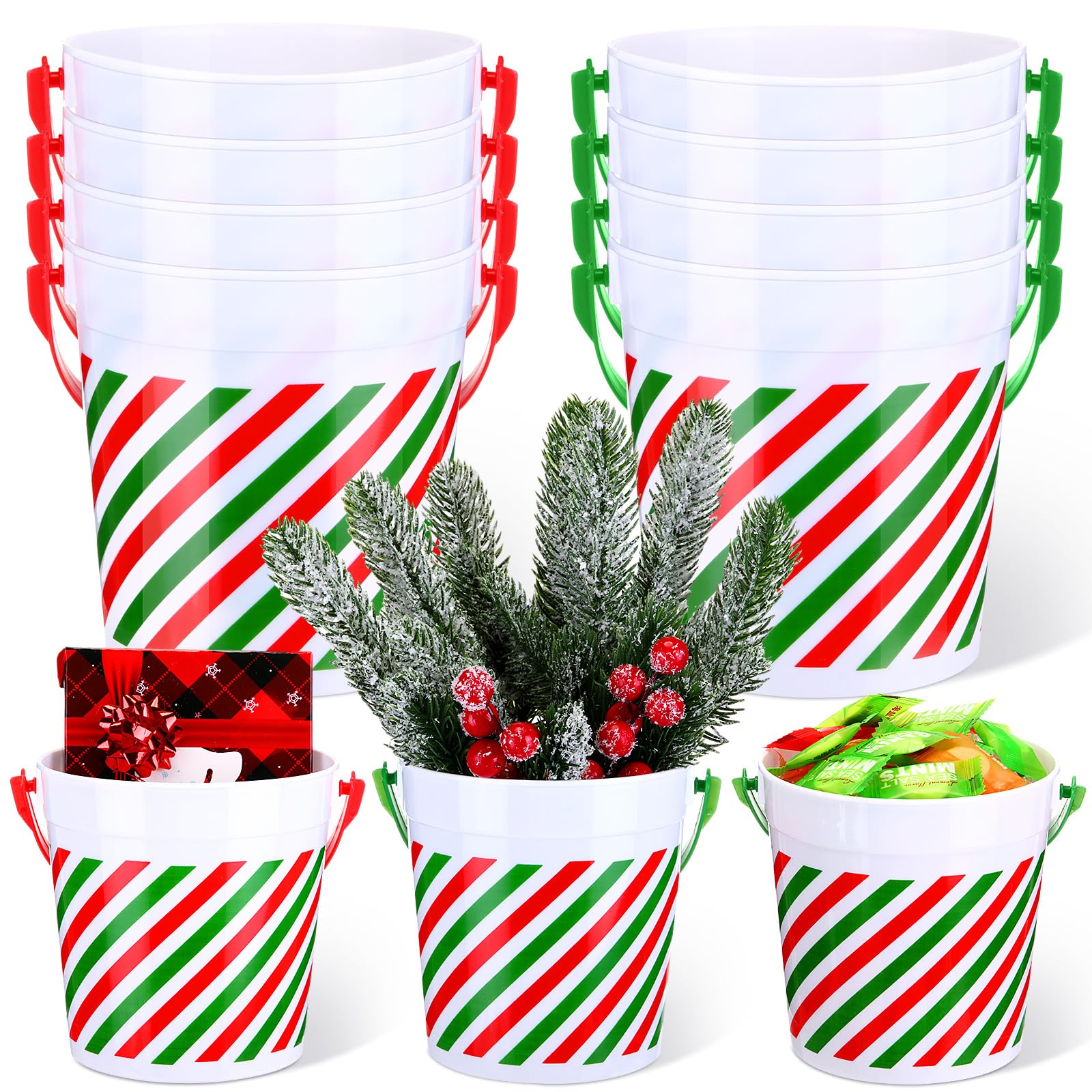 Amazon.com: Sliner 8 Pcs Christmas Small Plastic Bucket with Handles 34 ...
