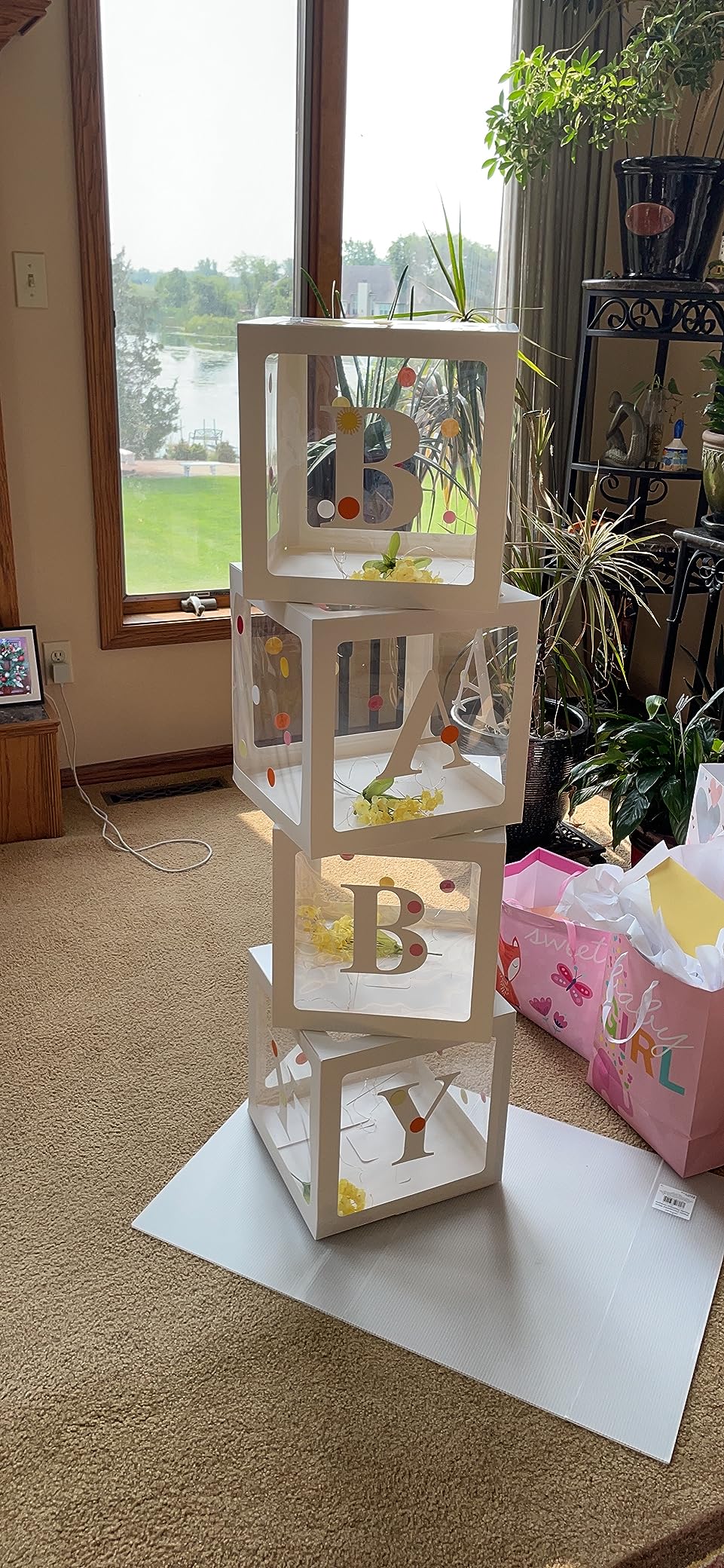 Amazon.com: Kipommic Baby Boxes with Letters for Baby Shower 4pcs Wood ...