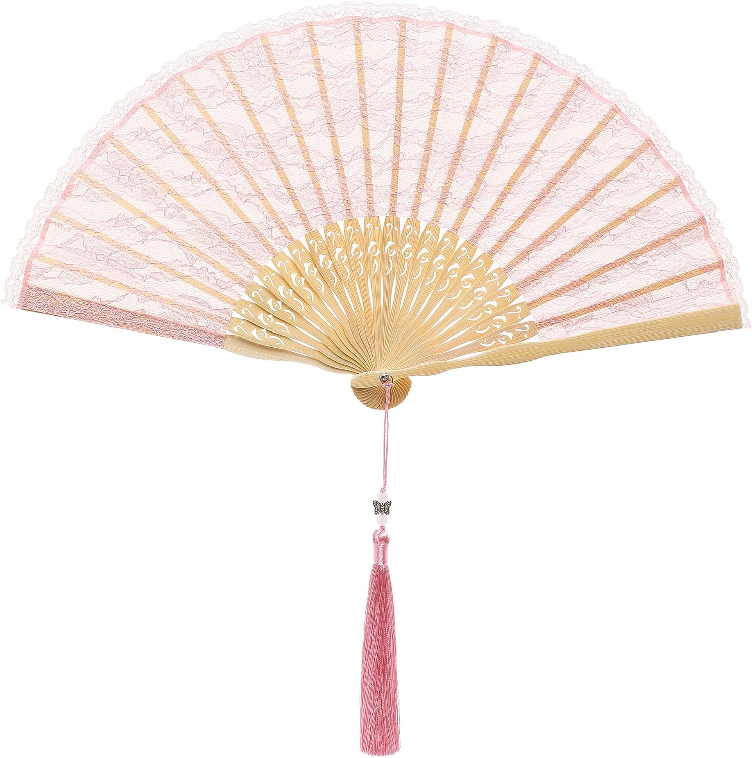 Amazon.com: BABEYOND Lace Folding Handheld Fan Embroidered Bridal Hand ...