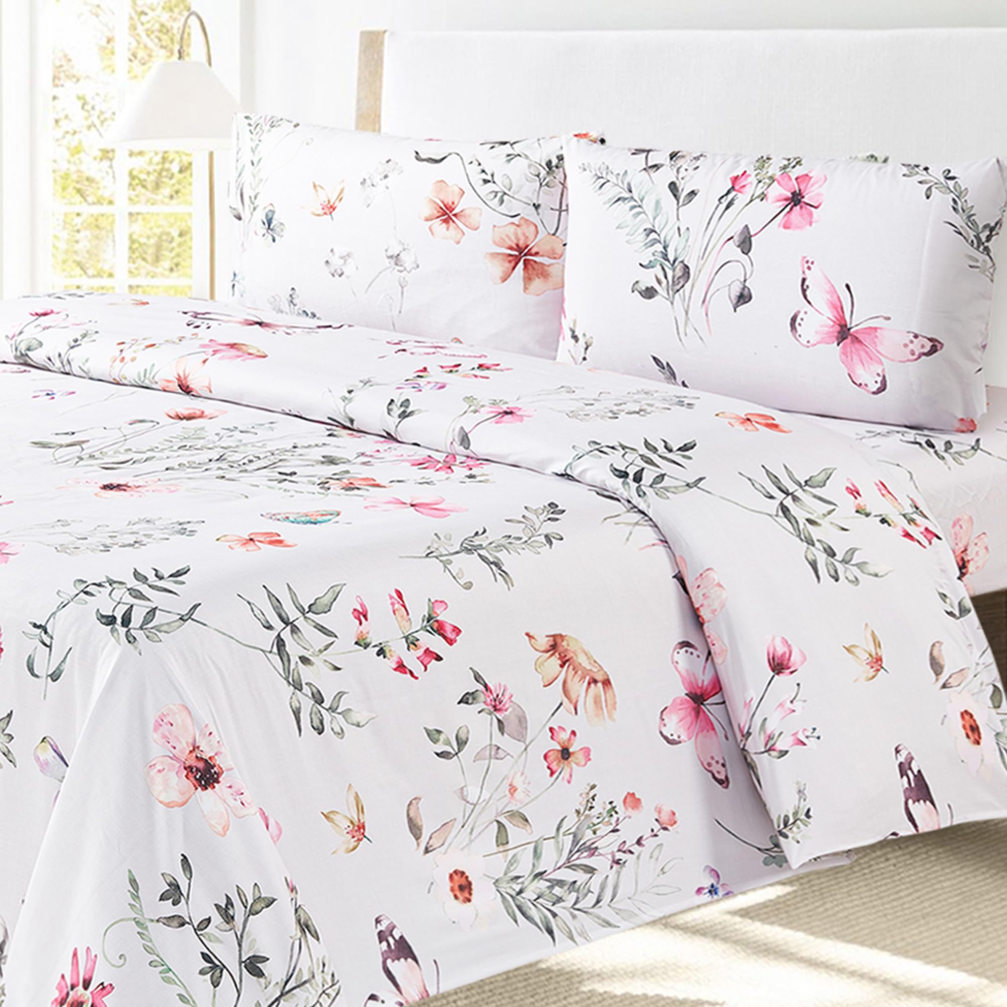Amazon.com: Bloom Studio King Size Sheets 4 Piece Floral Printed ...