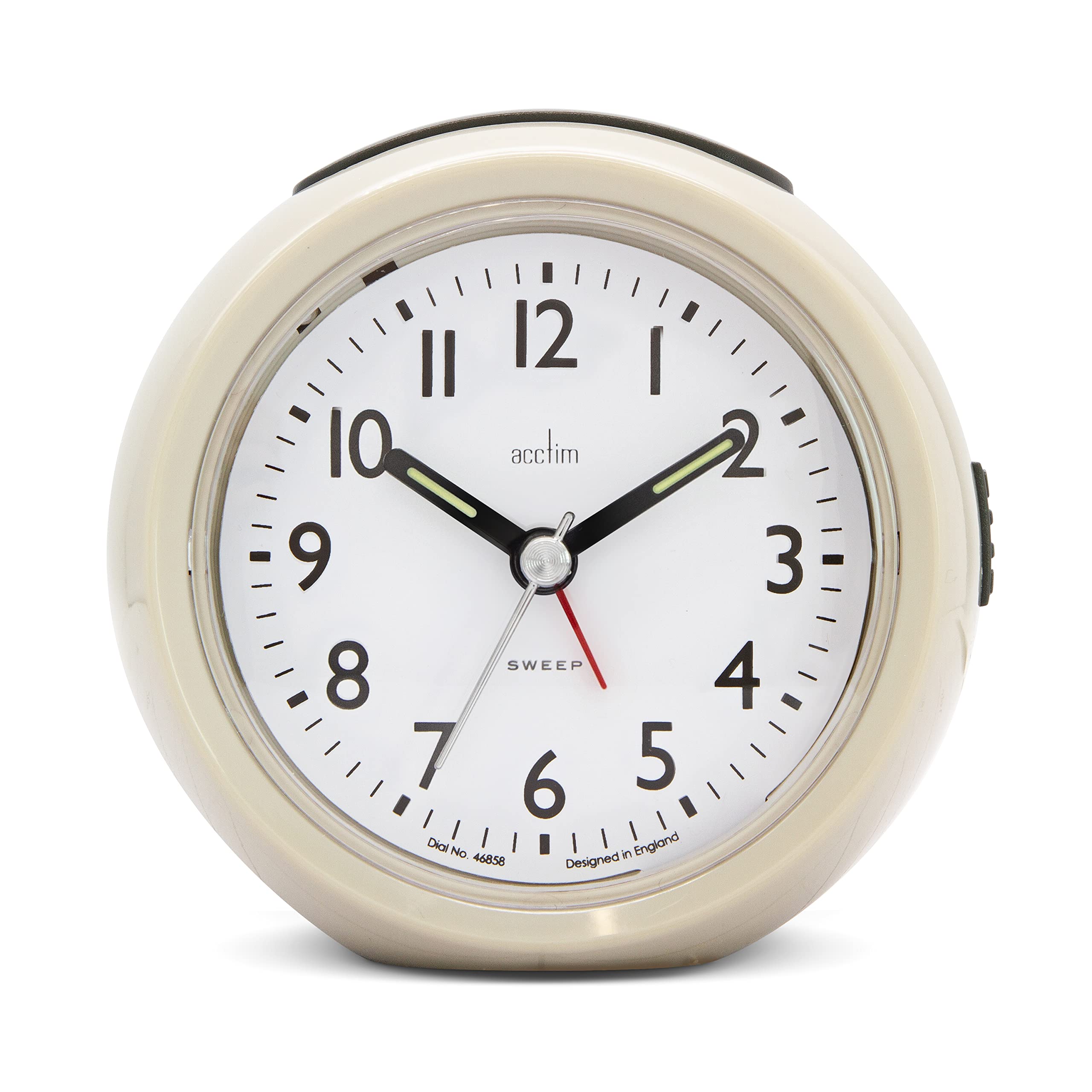 Acctim Grace Non-Ticking Sweep Analogue Bedroom Alarm Clock Earl Grey ...