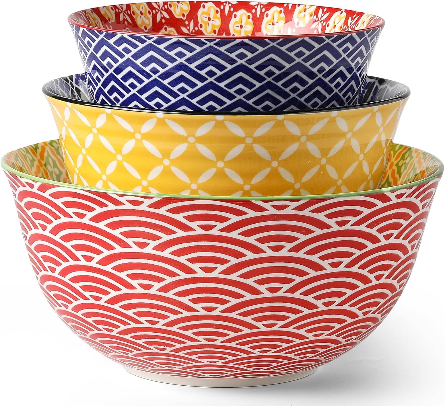 Amazon.com: HAPPY KIT Ceramic Mixing Bowls Set, Nesting Bowls Set For ...