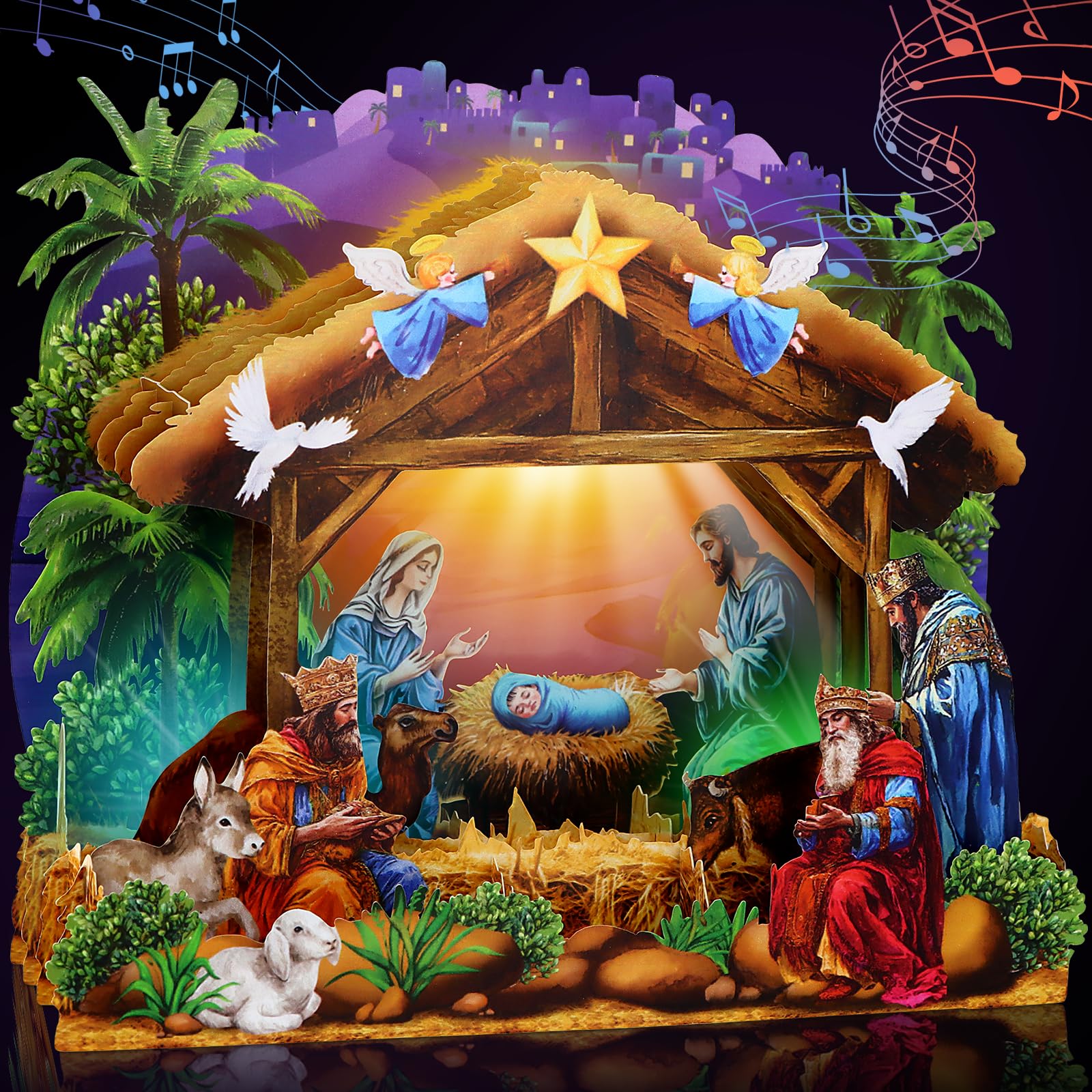 Snapklik.com : FaCraft Religious Nativity Musical Christmas Cards, 10 ...