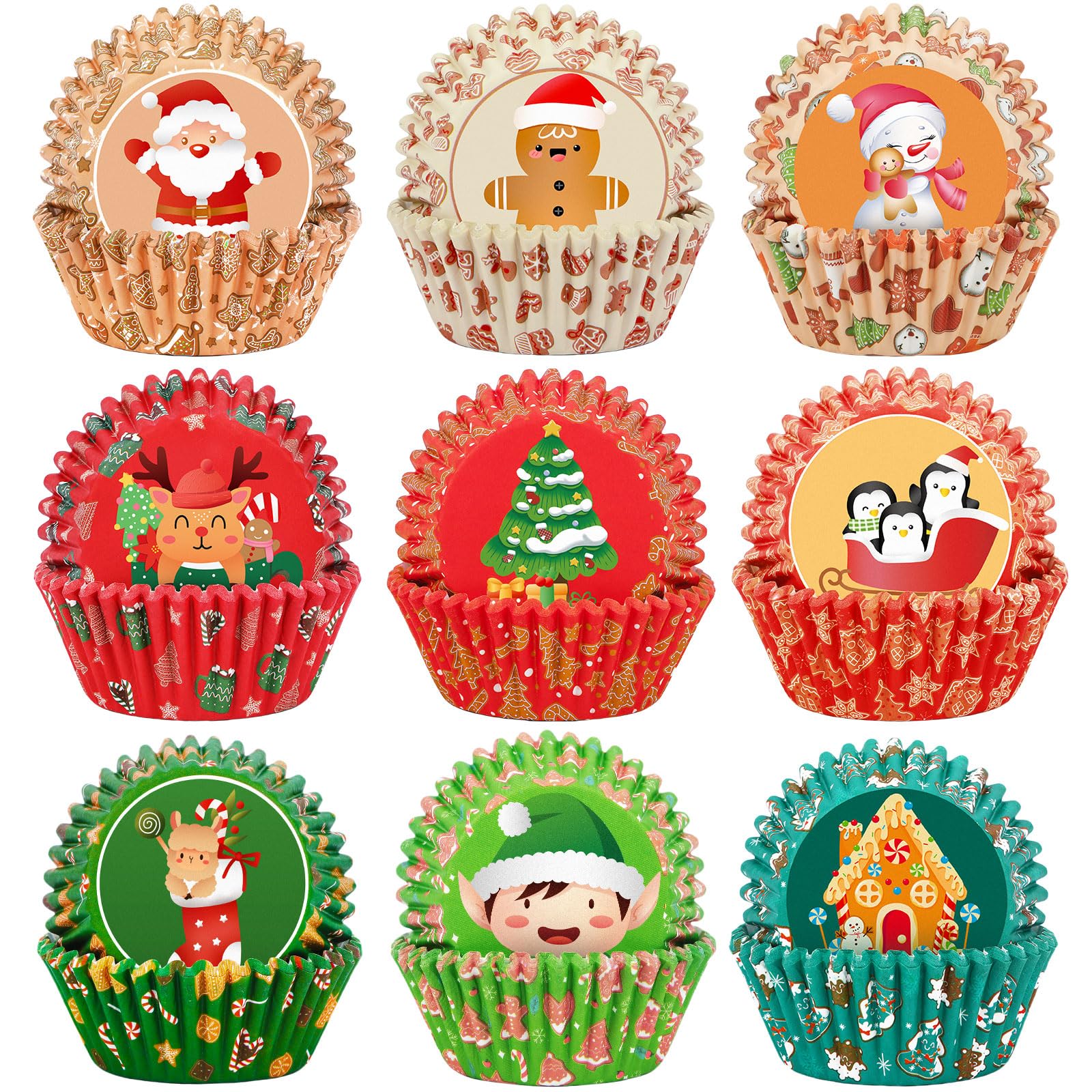 Amazon.com: SANNIX 450pcs Christmas Cupcake Liners, Christmas Santa ...