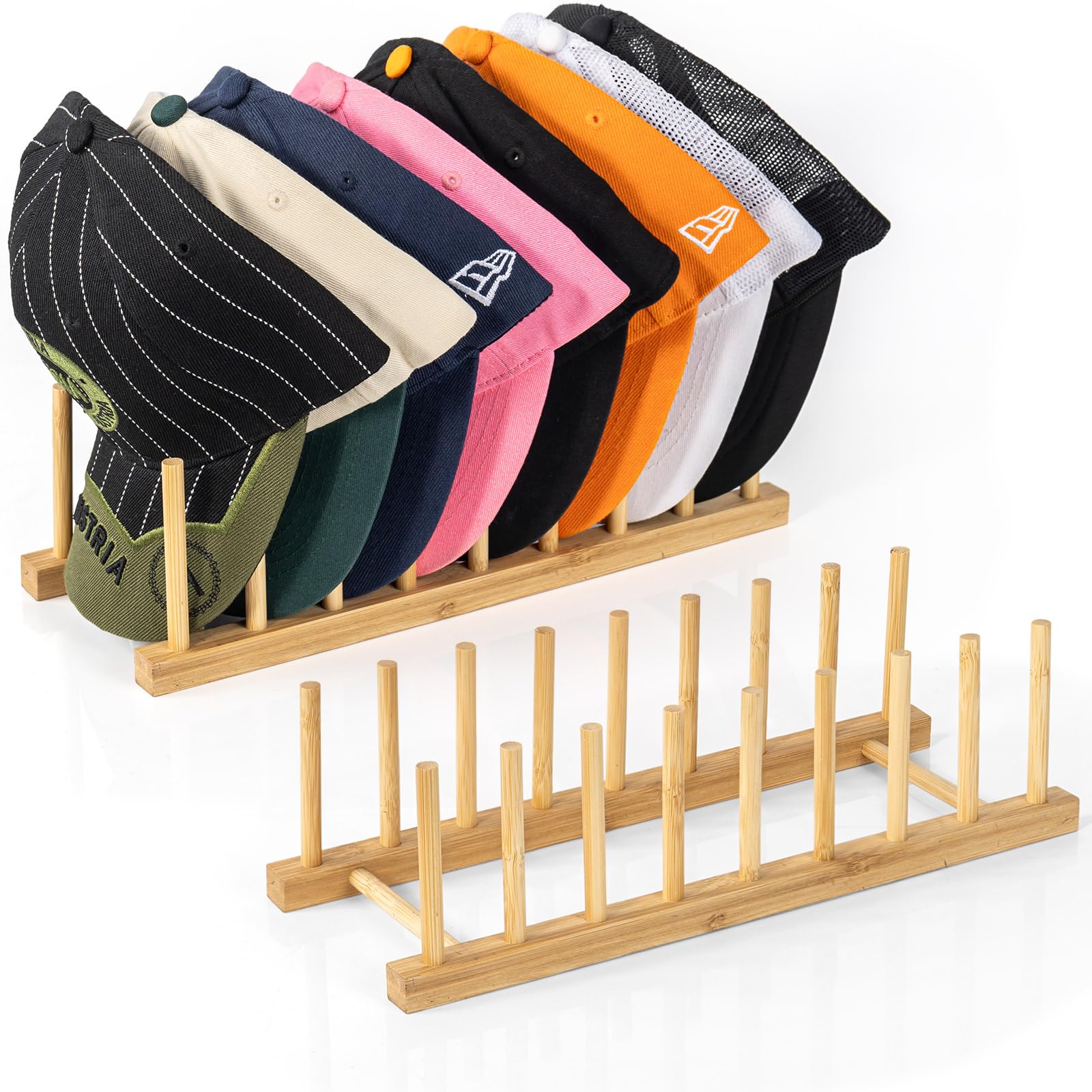 Amazon.com: HAYVAN Bamboo Hat Organizer for Baseball Caps 2 Packs, Free ...