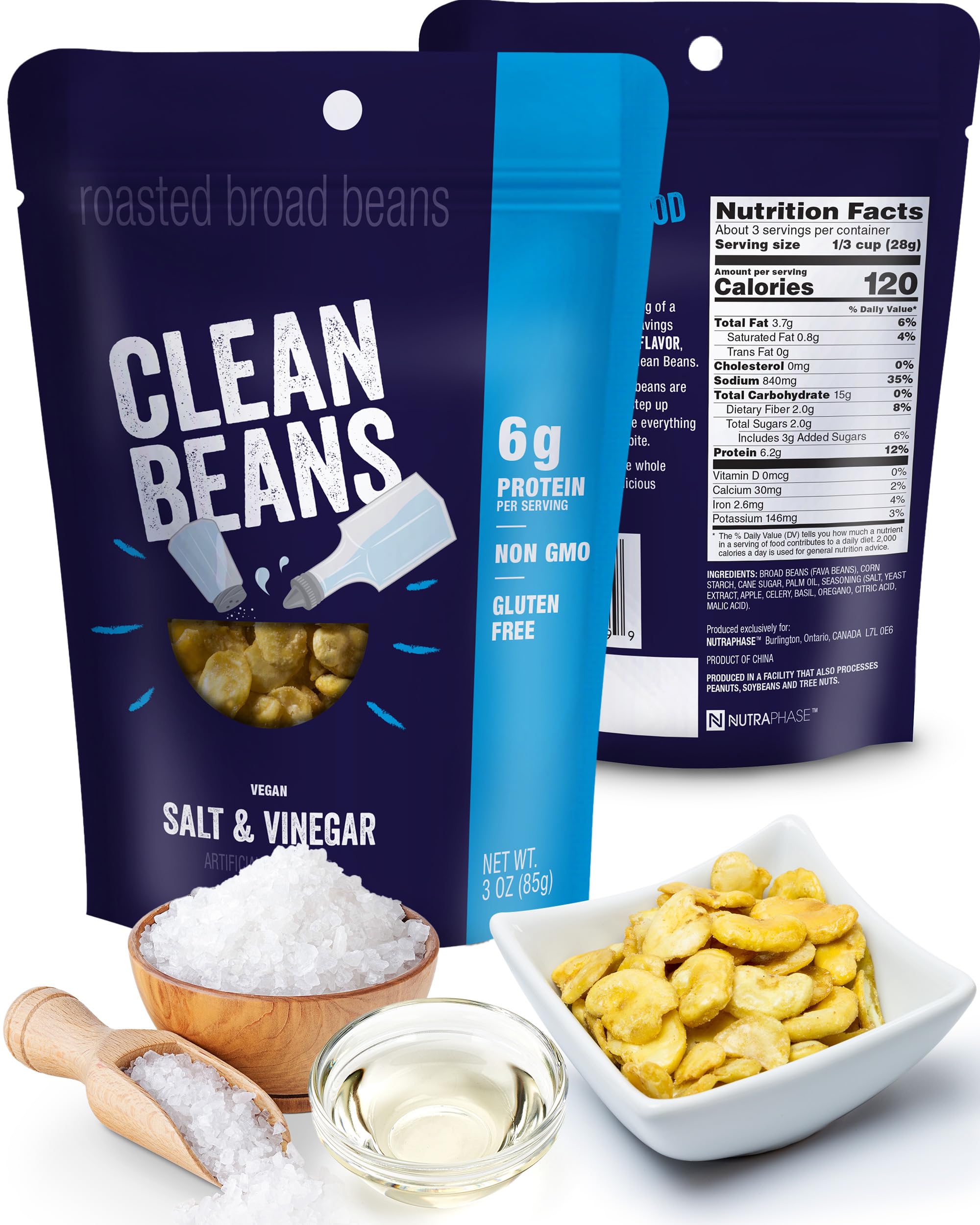 Amazon.com: Clean Beans Broad Beans Snack - Salt & Vinegar Flavor, 6g ...