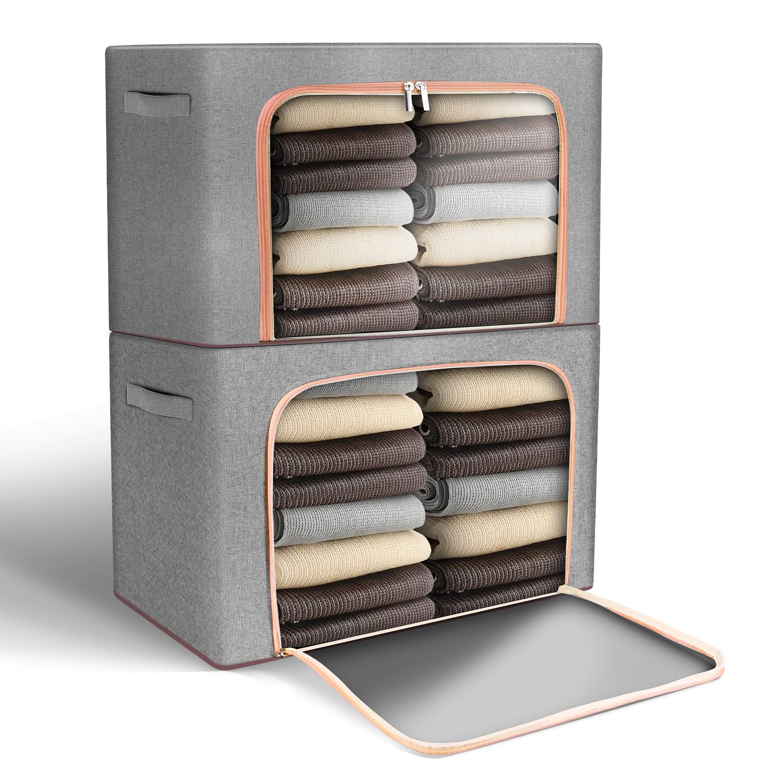 COFEMY Under Bed Storage Box - 66L 2Pack Large Capacity Clothes Storage ...