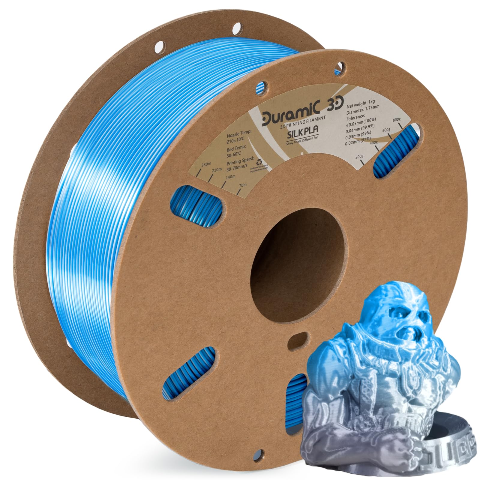 Amazon.com: DURAMIC 3D Shiny Silk PLA Filament 1.75mm Blue Silver ...