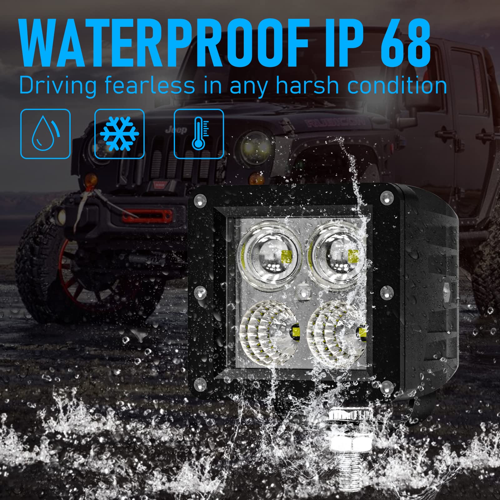 Snapklik.com : 3 Inch 40W LED Pod Lights 4000LM Off-Road Driving Cube ...