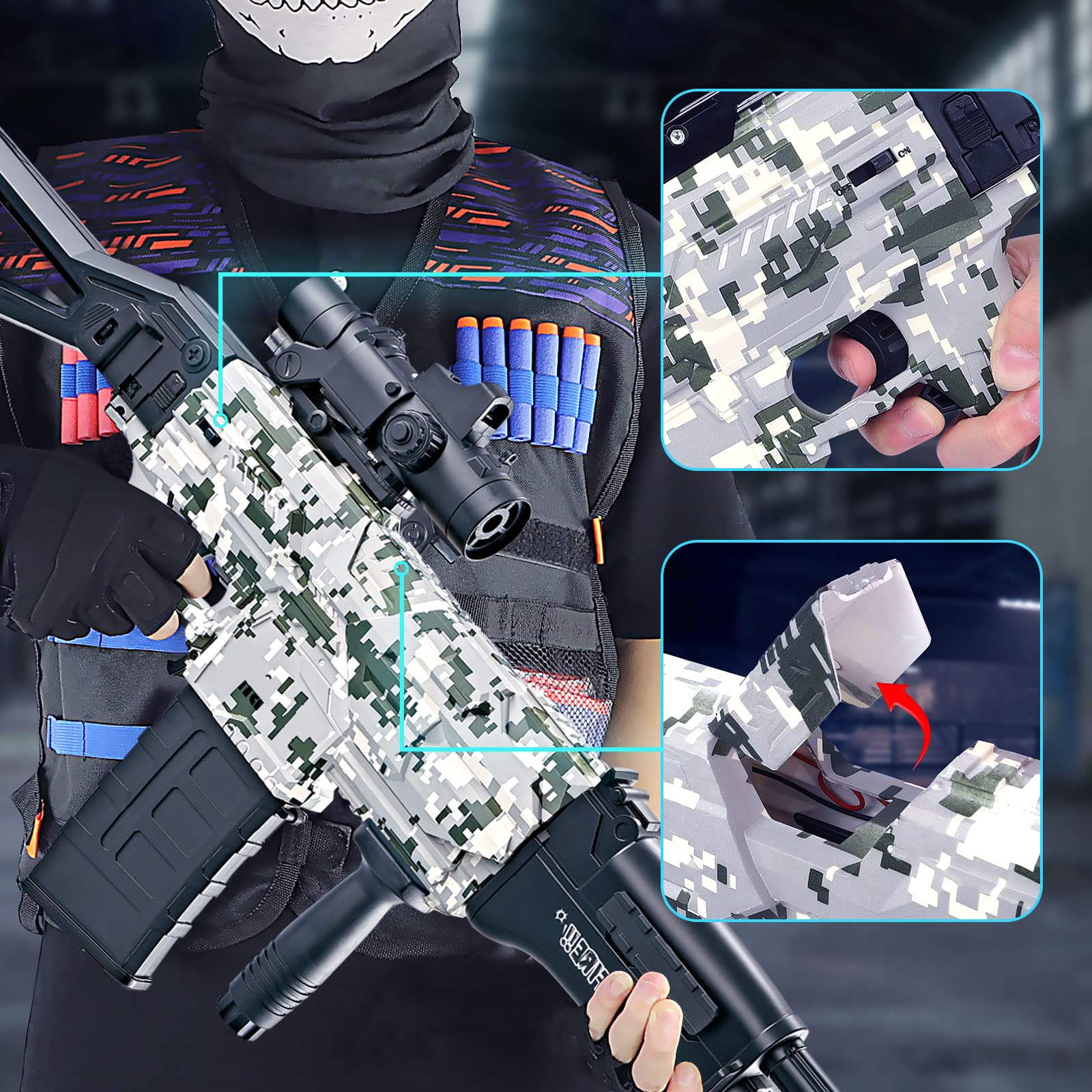 YKToyz Motorized Blaster Toy Gun Compatible with Nerf, DIY Automatic ...